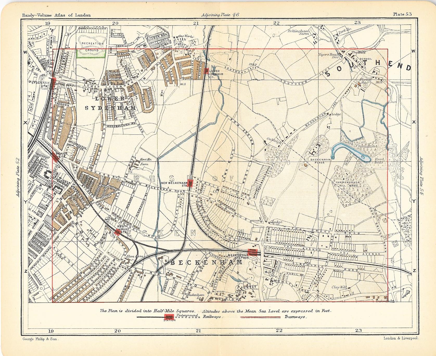 Beckenham Kent antique map 1891 – Maps and Antique Prints