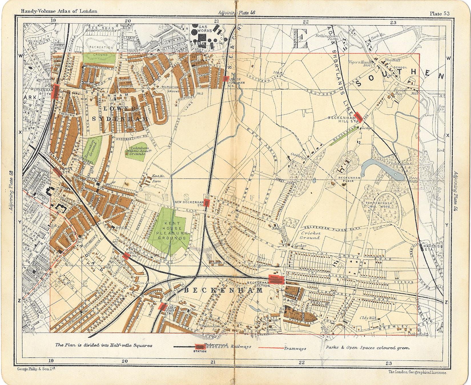 Beckenham Kent antique map 1910 – Maps and Antique Prints