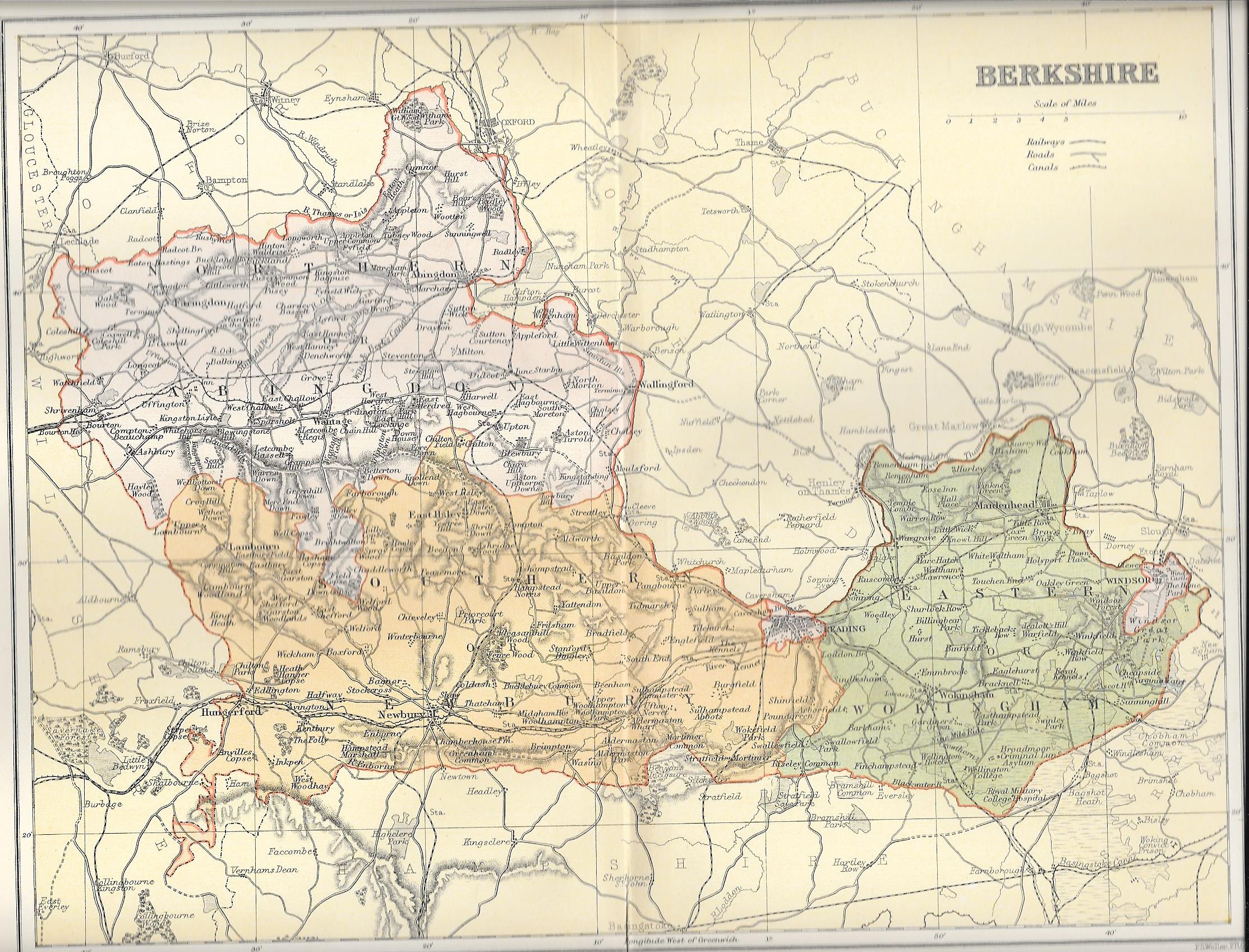 Berkshire antique map 1895 – Maps and Antique Prints