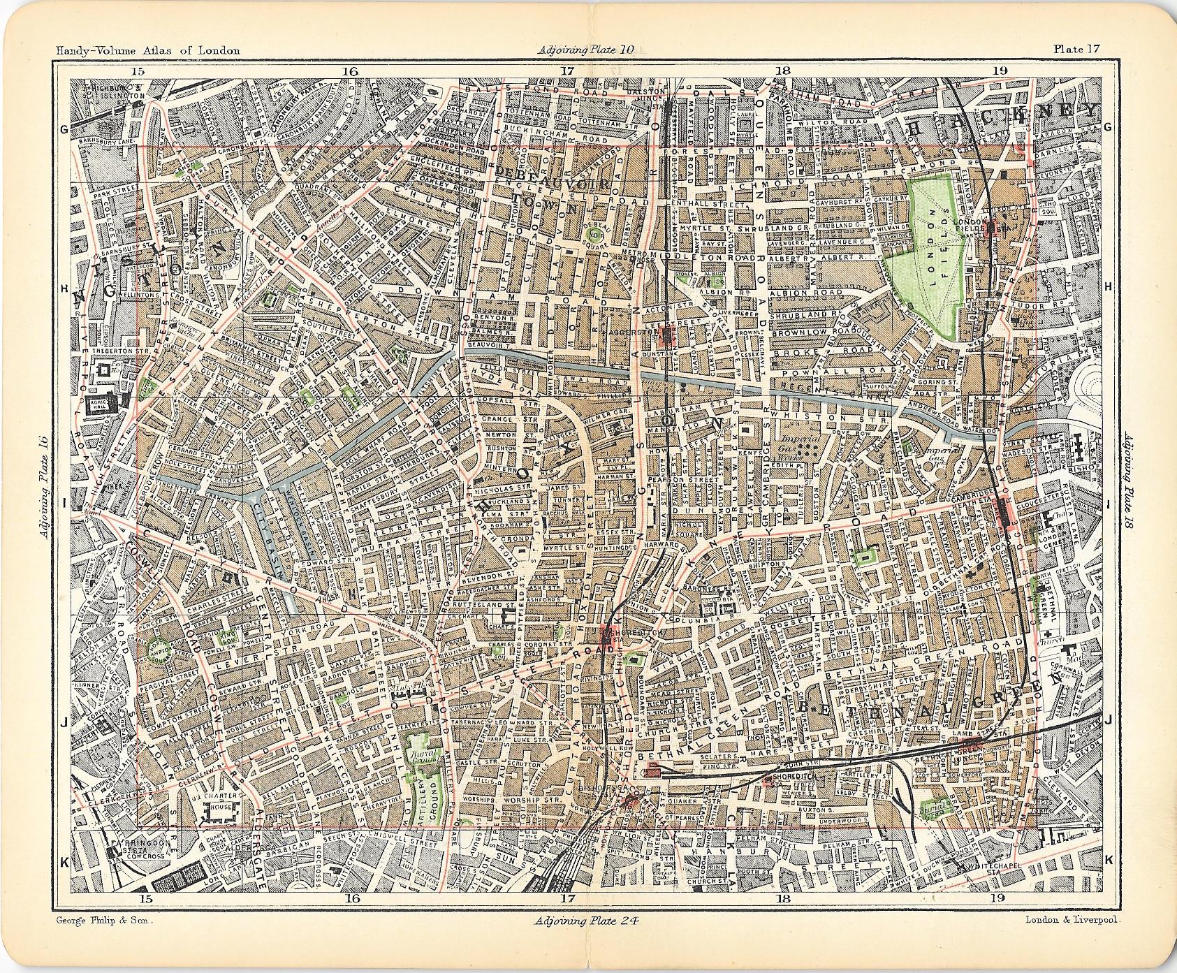 Hoxton antique map published 1891 – Maps and Antique Prints