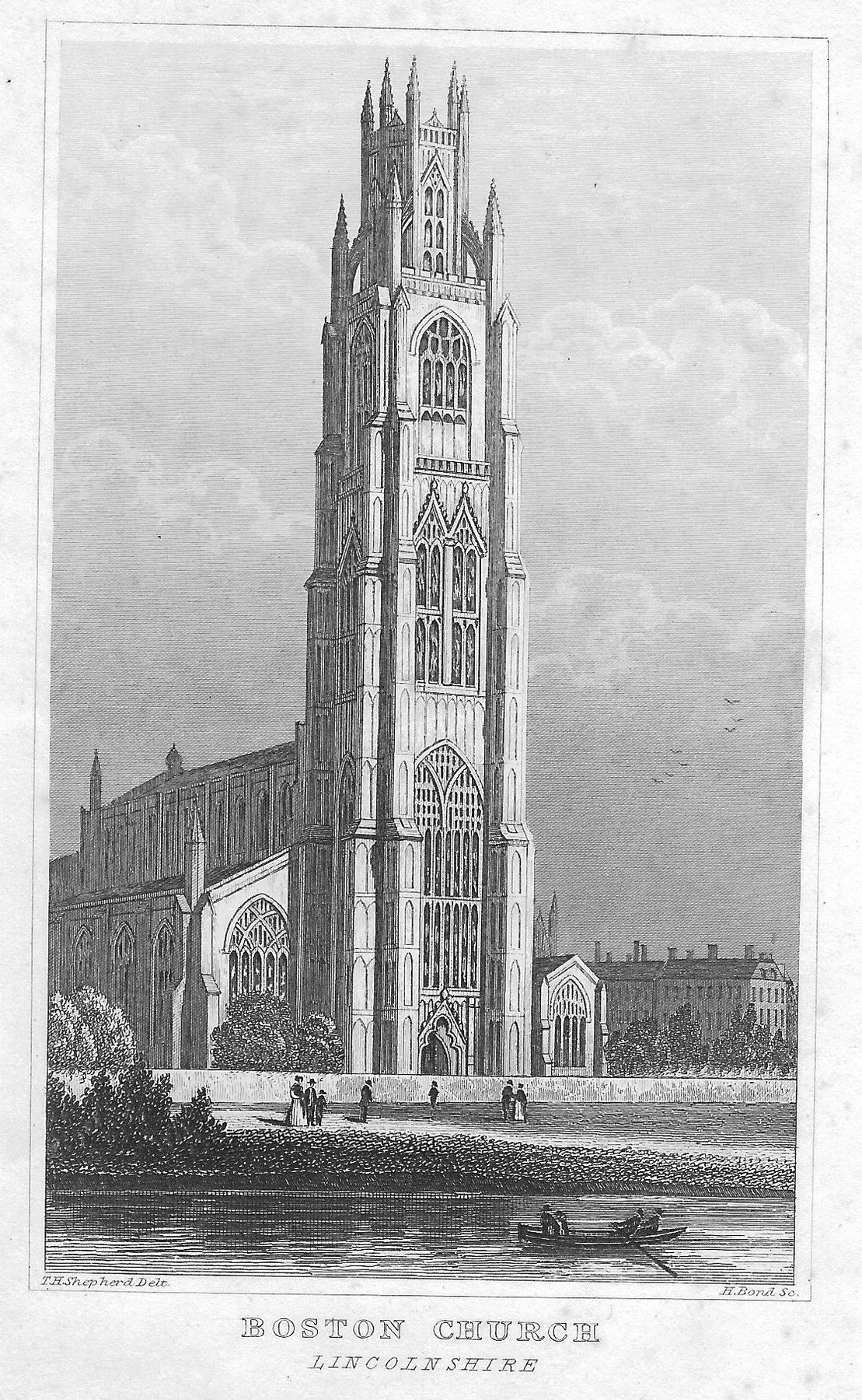 Boston Church Lincoln on the River Witham antique print 1845 – Maps and ...