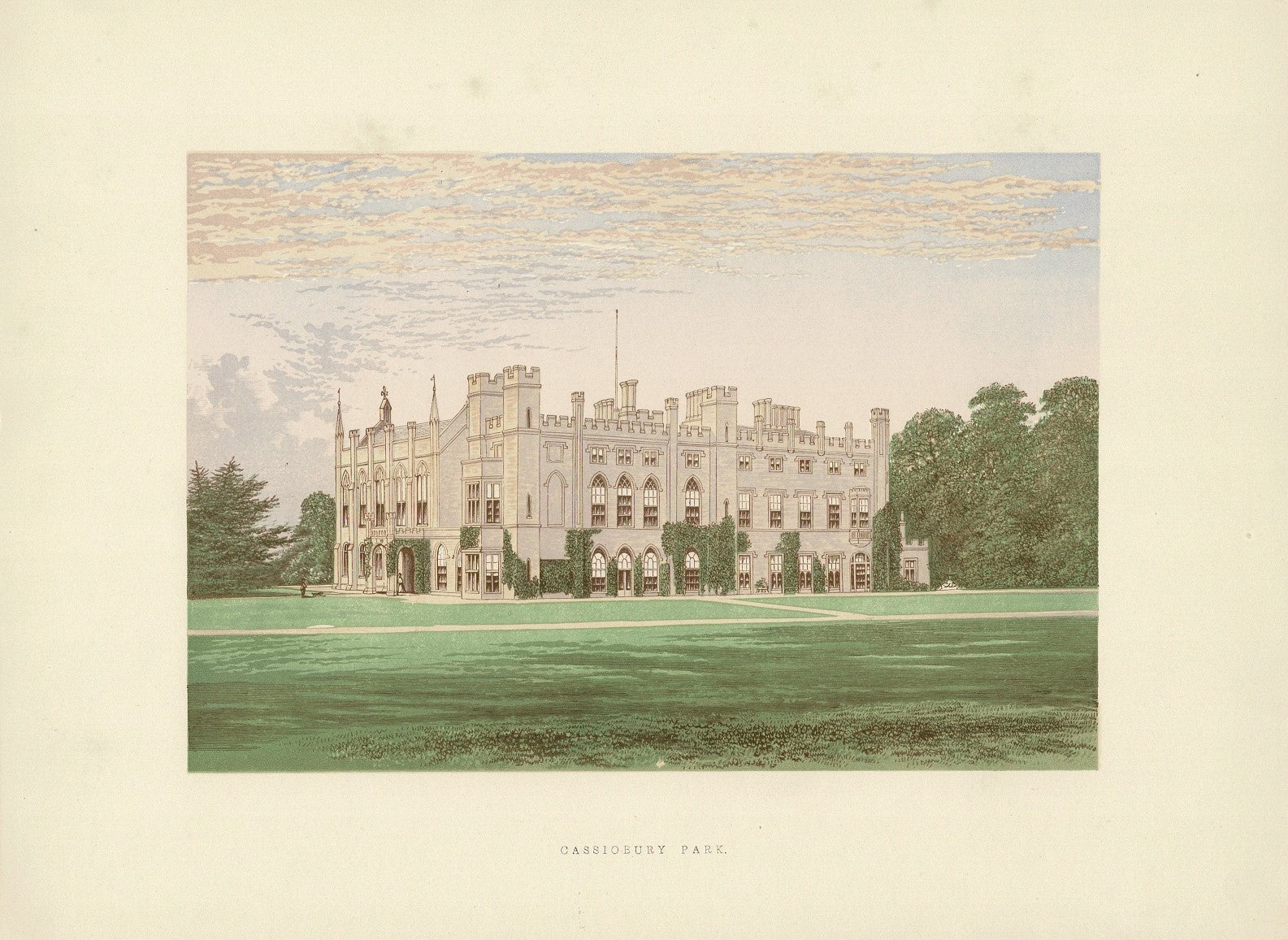 Cassiobury House Hertfordshire guaranteed antique print 1880 – Maps and ...