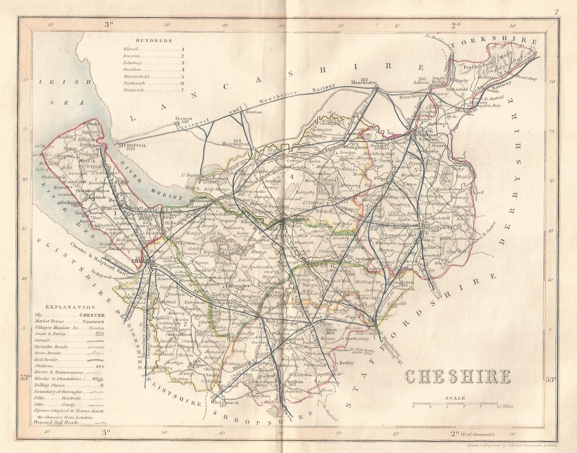 Cheshire antique map 1845 – Maps and Antique Prints