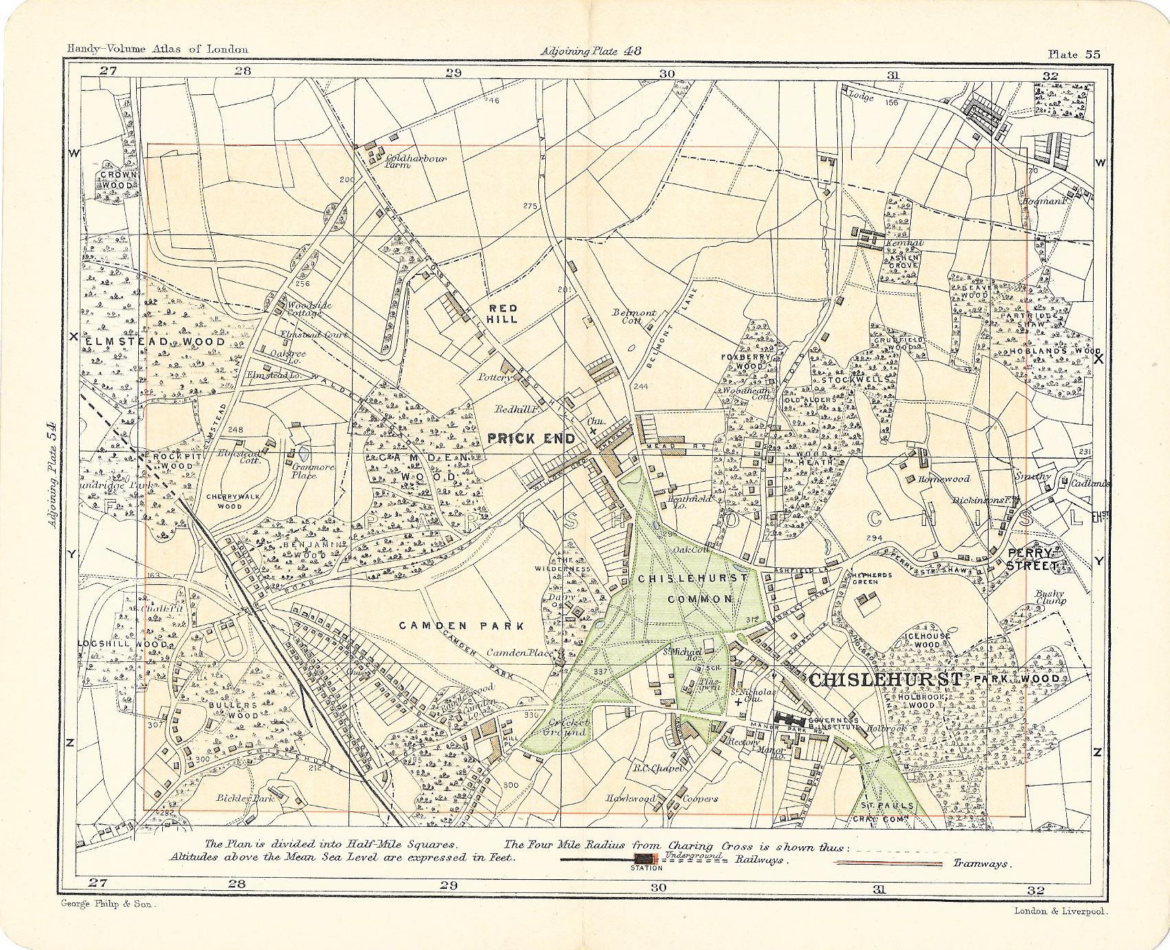 Chislehurst Kent antique map 1902 – Maps and Antique Prints