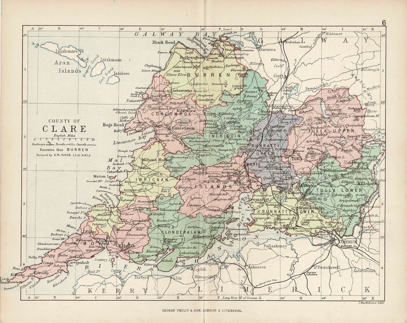 Clare County Ireland antique map published 1882 – Maps and Antique Prints