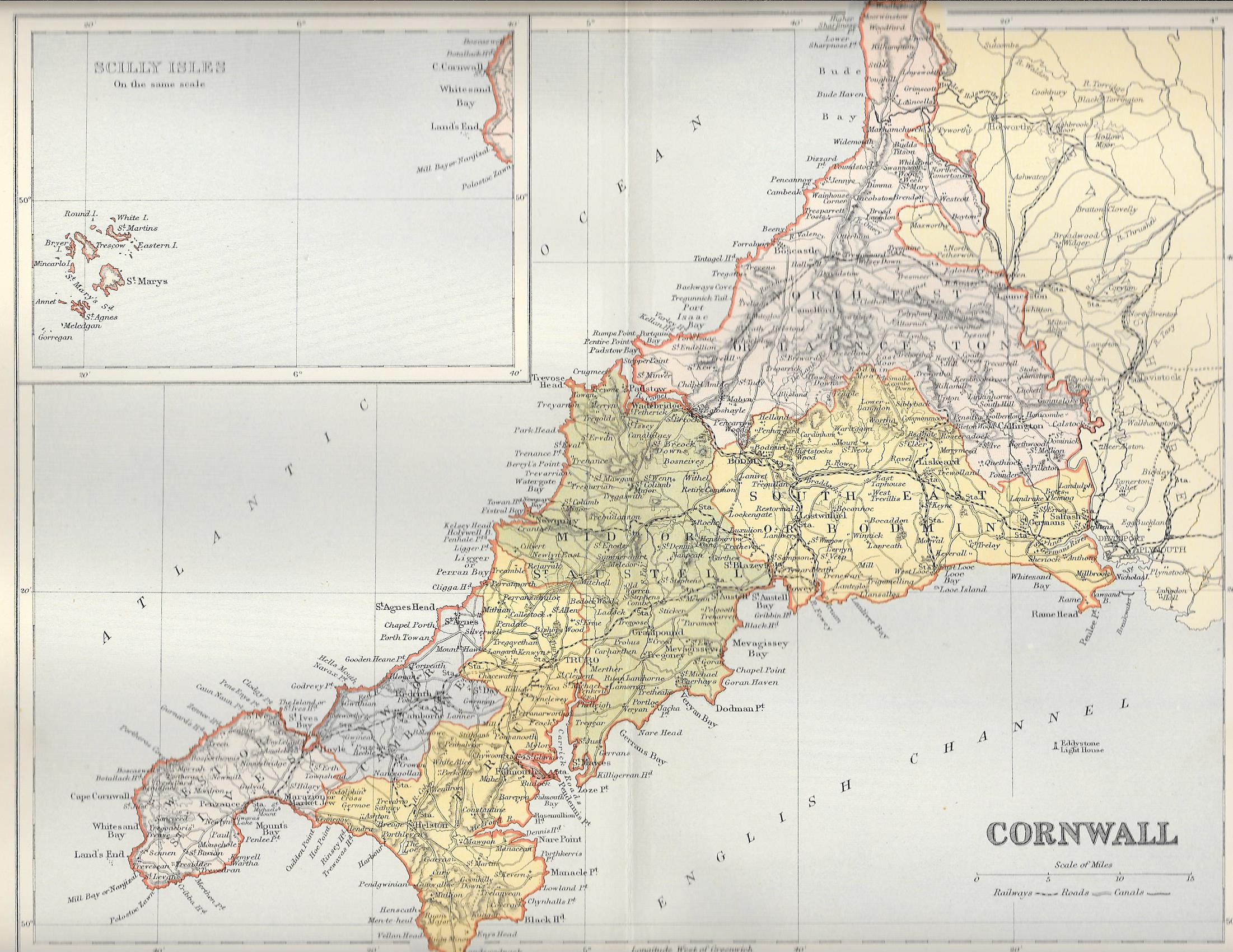 Cornwall Scilly Isles antique map 1895 – Maps and Antique Prints