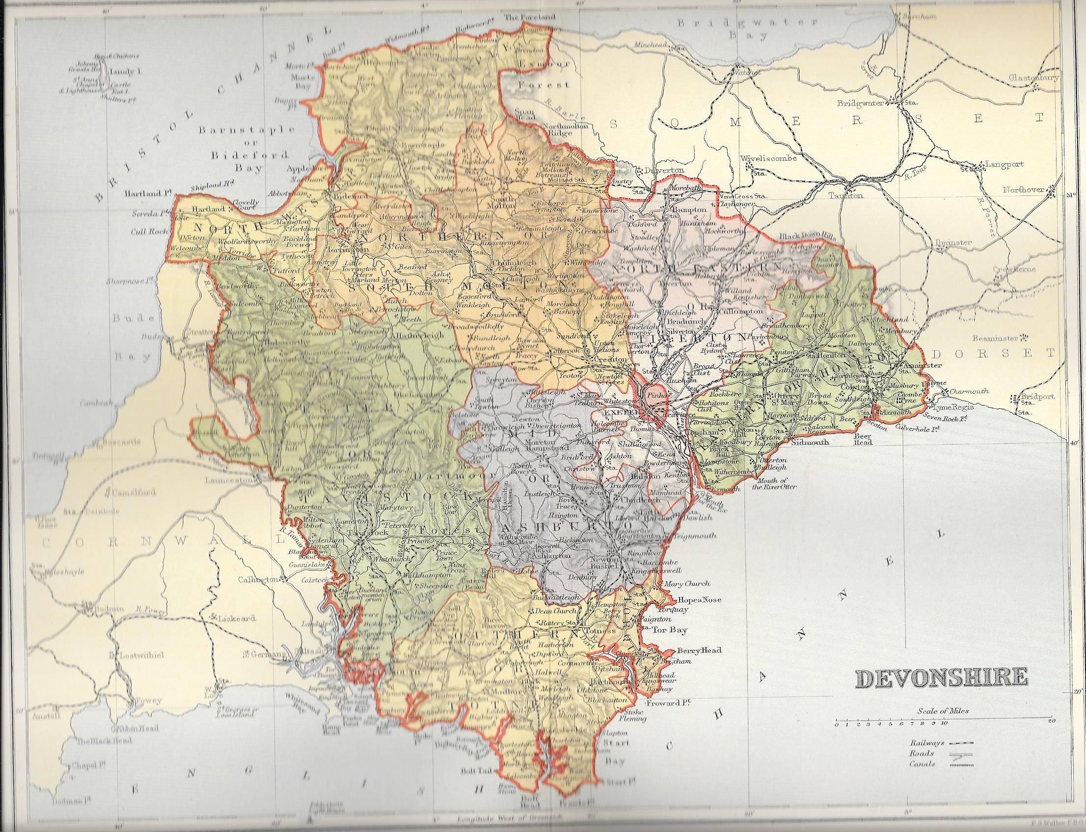 Devon antique map 1895 – Maps and Antique Prints