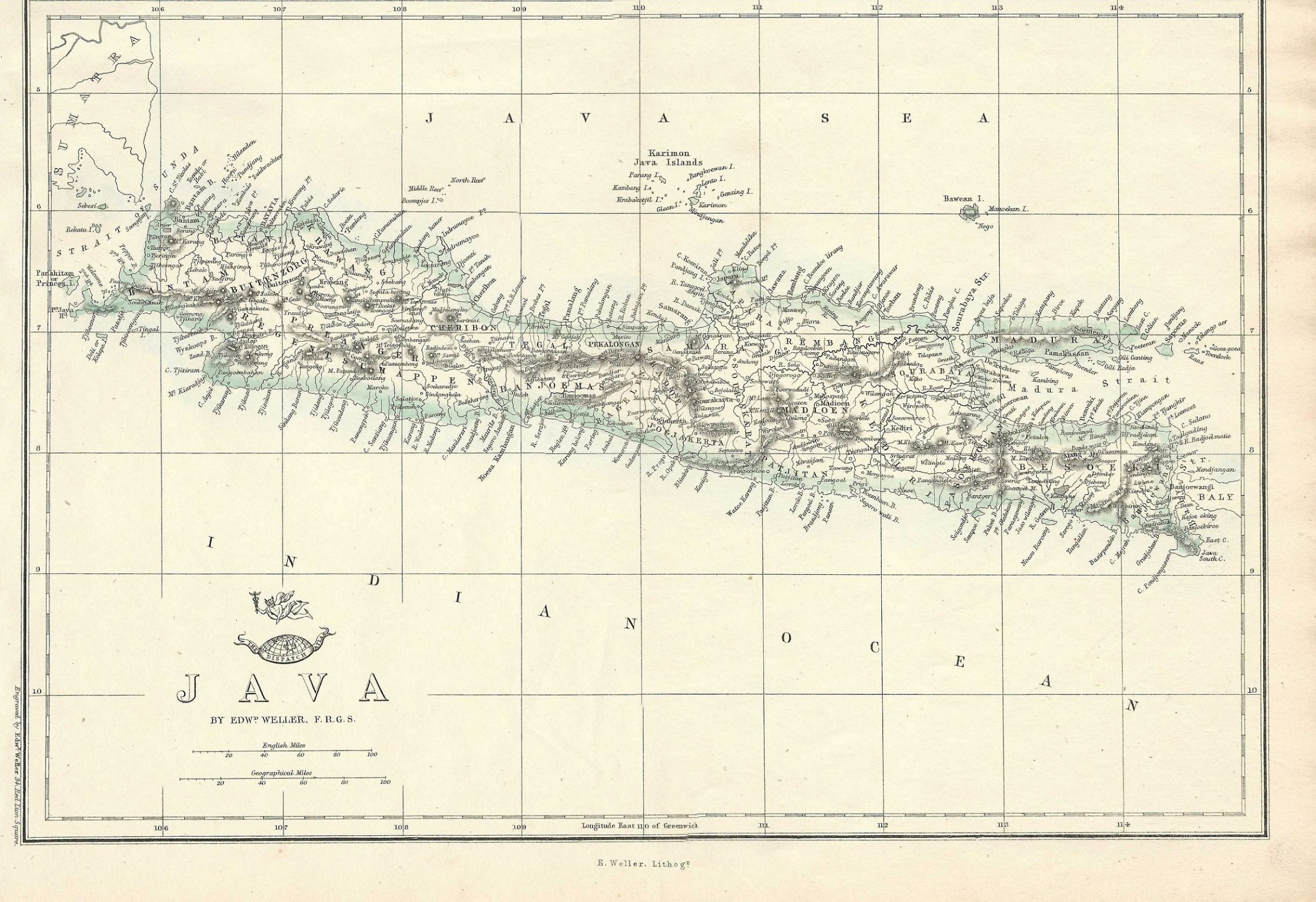 Java Indonesia antique map published 1863 – Maps and Antique Prints