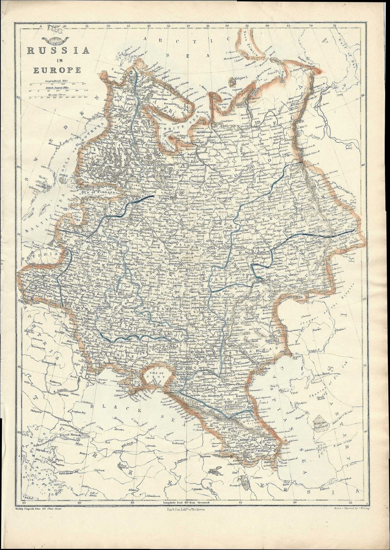 Russia antique map from the Weekly Dispatch Album 1863 – Maps and ...