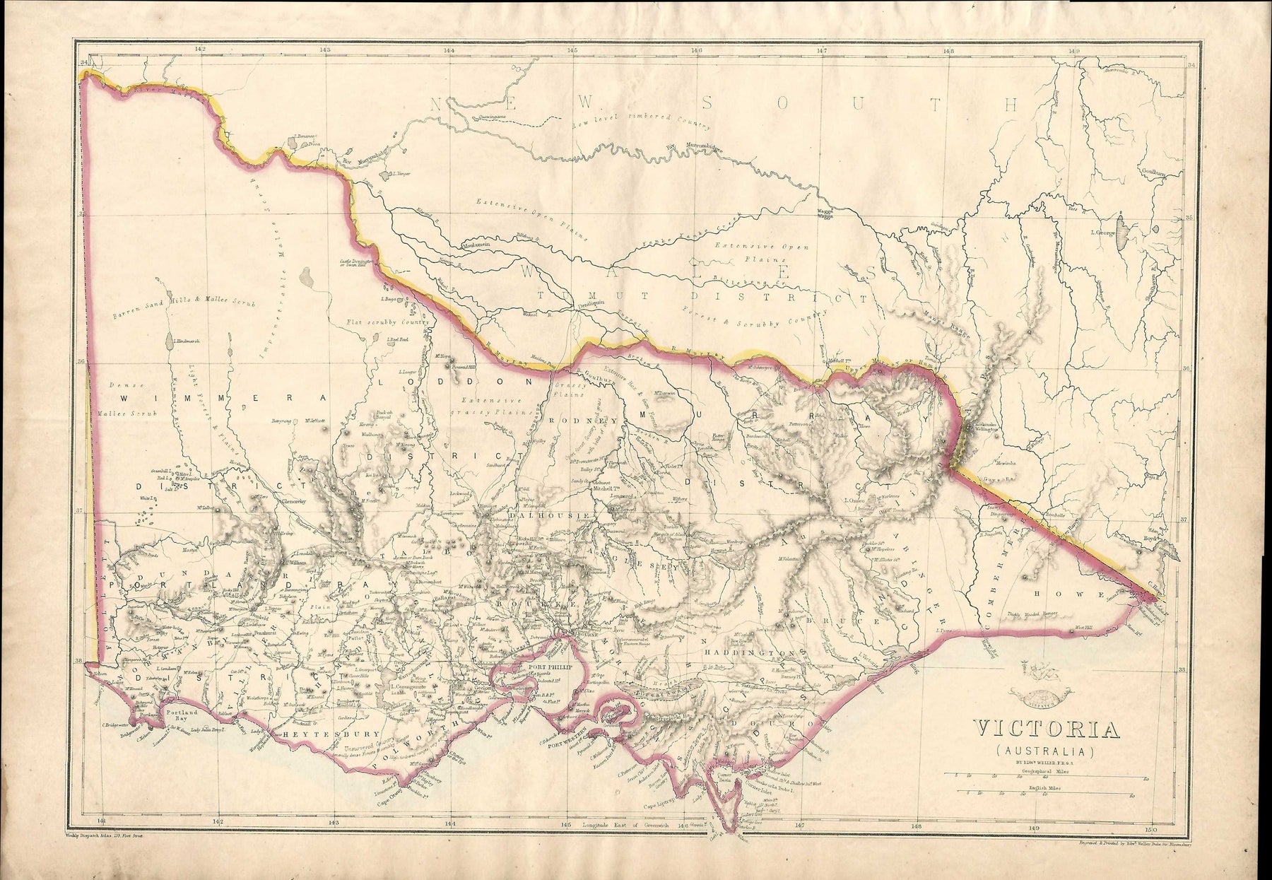 Victoria Australia antique map from Weekly Dispatch Atlas 1863 – Maps ...