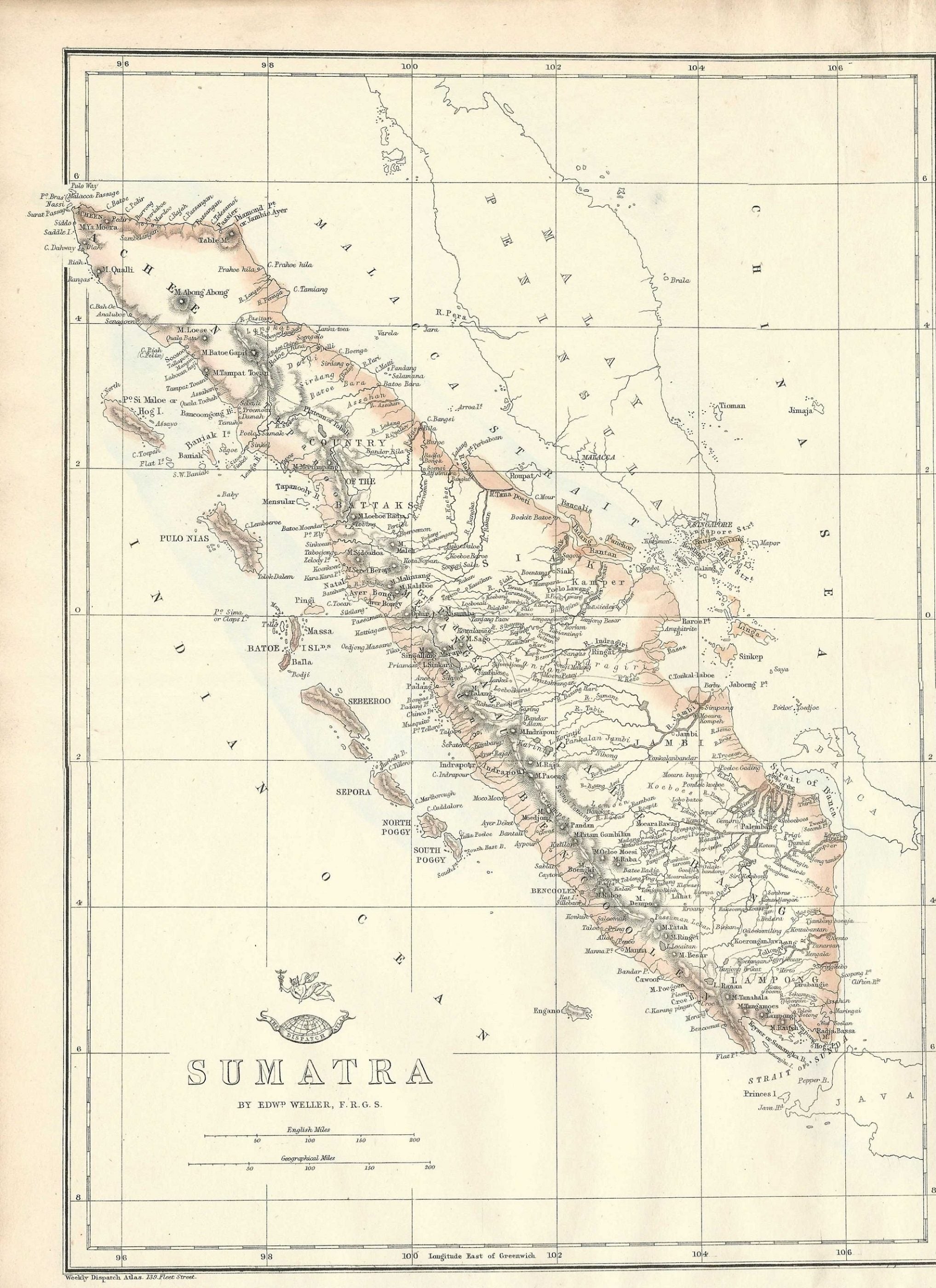 Sumatra Indonesia antique map published 1863 – Maps and Antique Prints