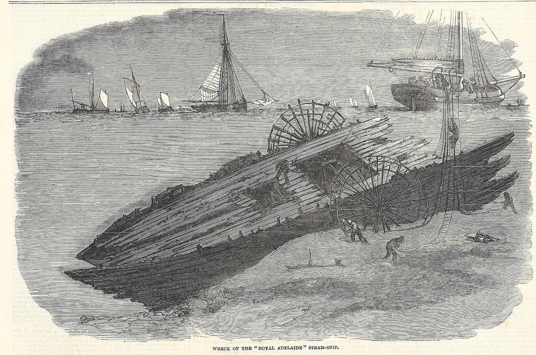 Divers salvaging the wreck of the Royal Adelaide steamship 1850 – Maps ...