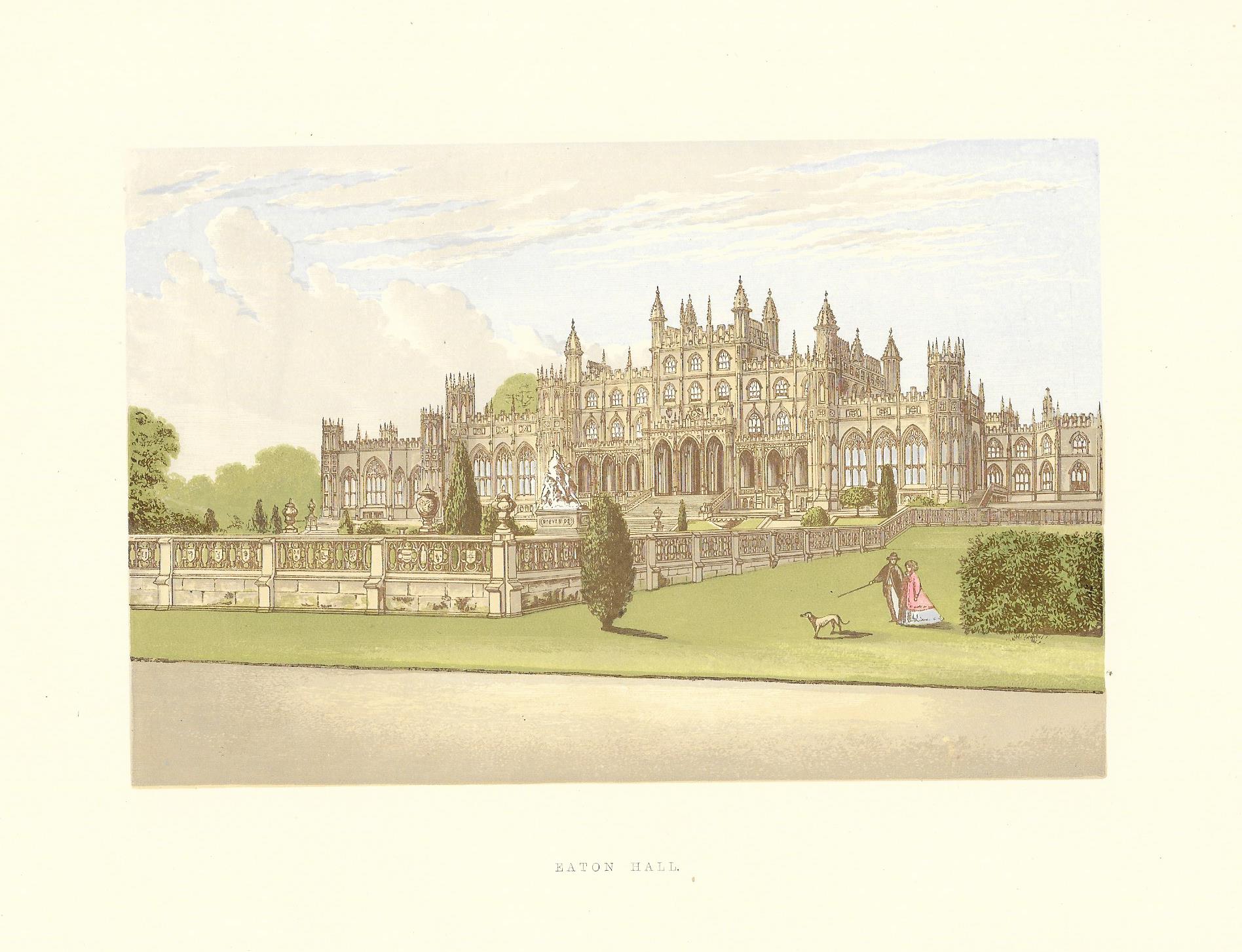 Eaton Hall Cheshire guaranteed antique print 1880 – Maps and Antique Prints