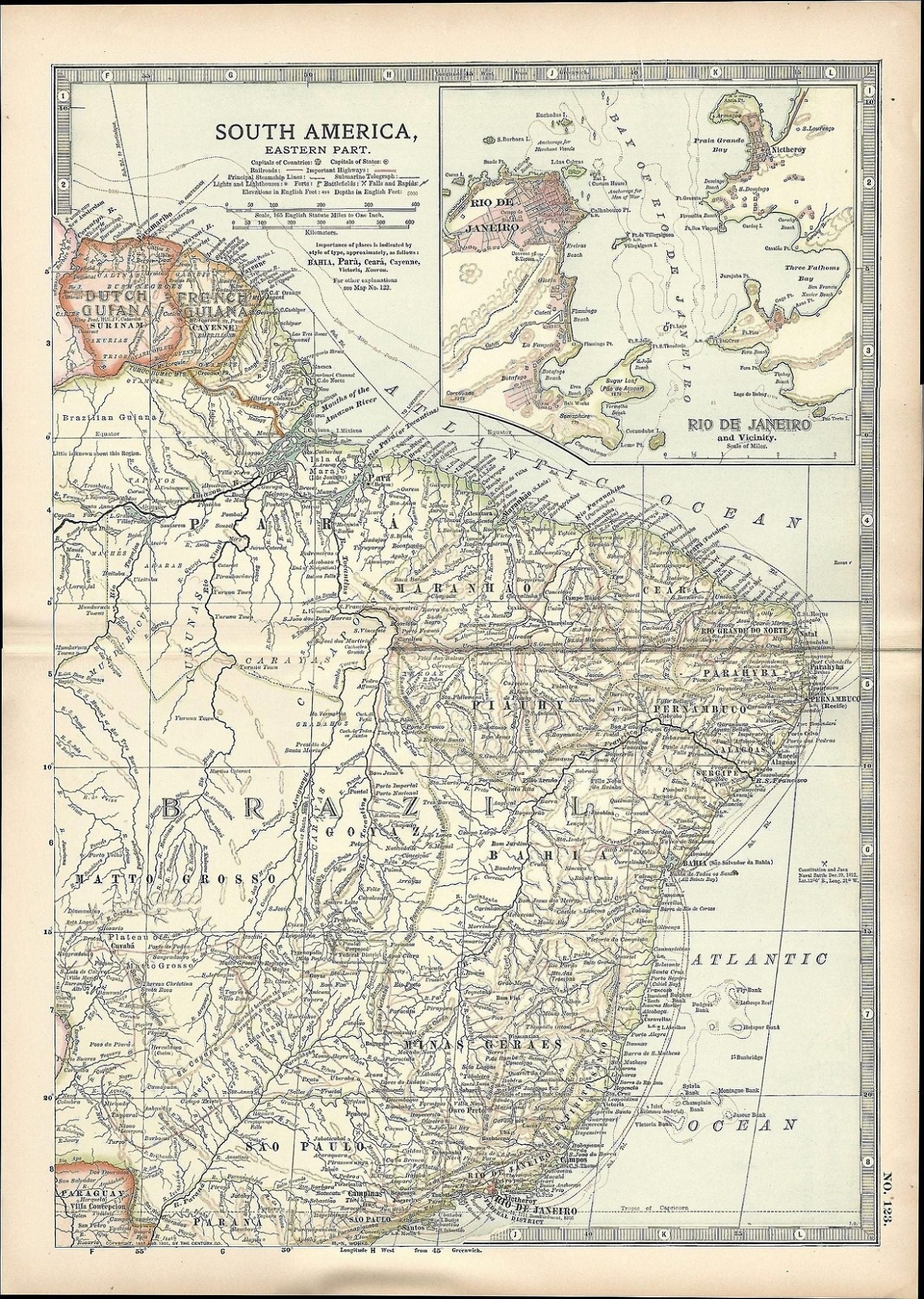 Brazil South America antique map Encyclopedia Britannica 1903 – Maps ...