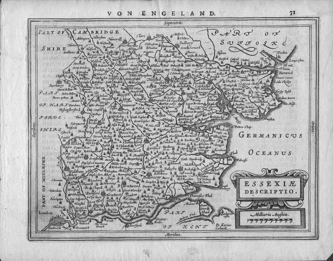 Essex by Pieter Van Den Keere antique map published 1651 – Frontispiece ...