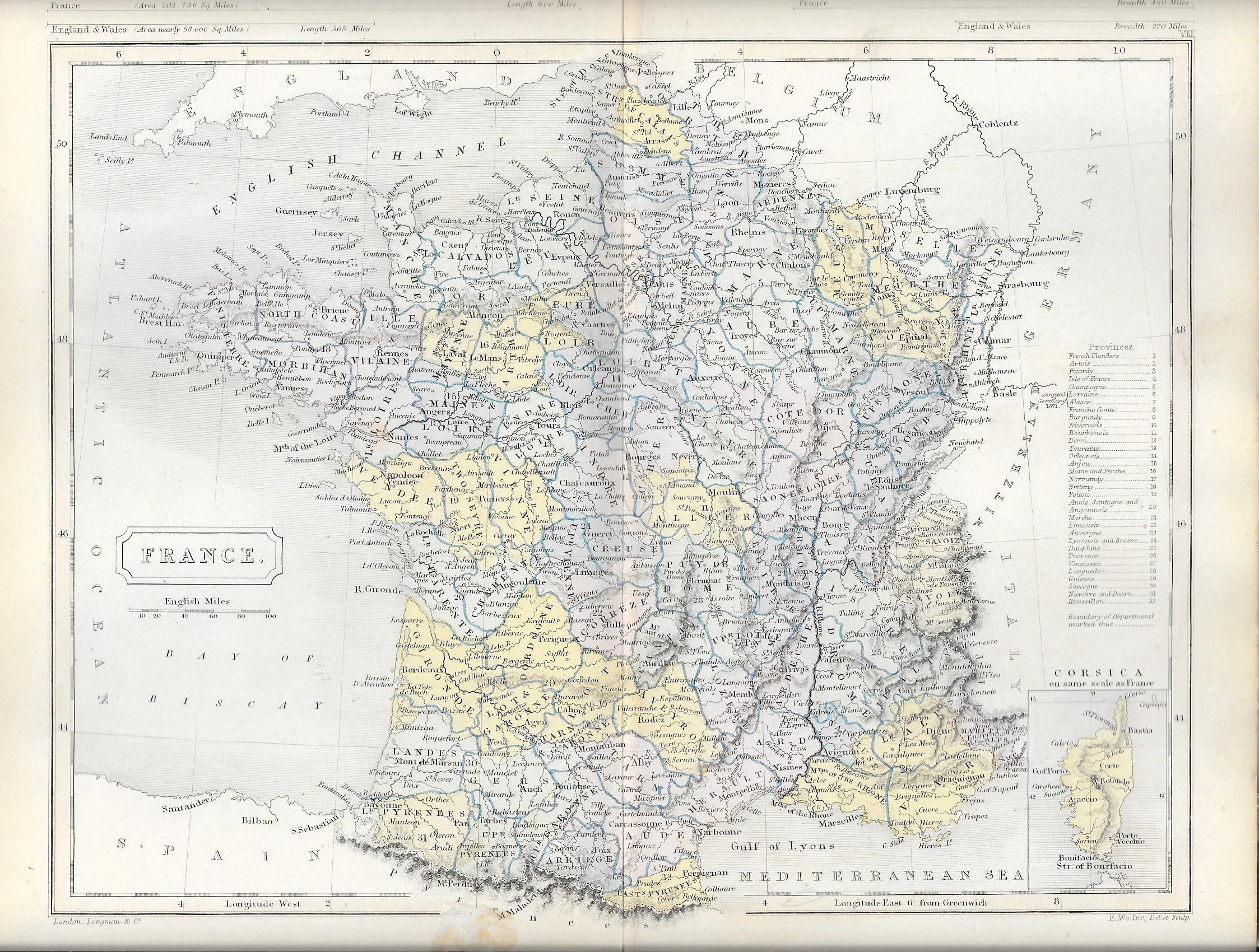 France antique map 1871 – Maps and Antique Prints