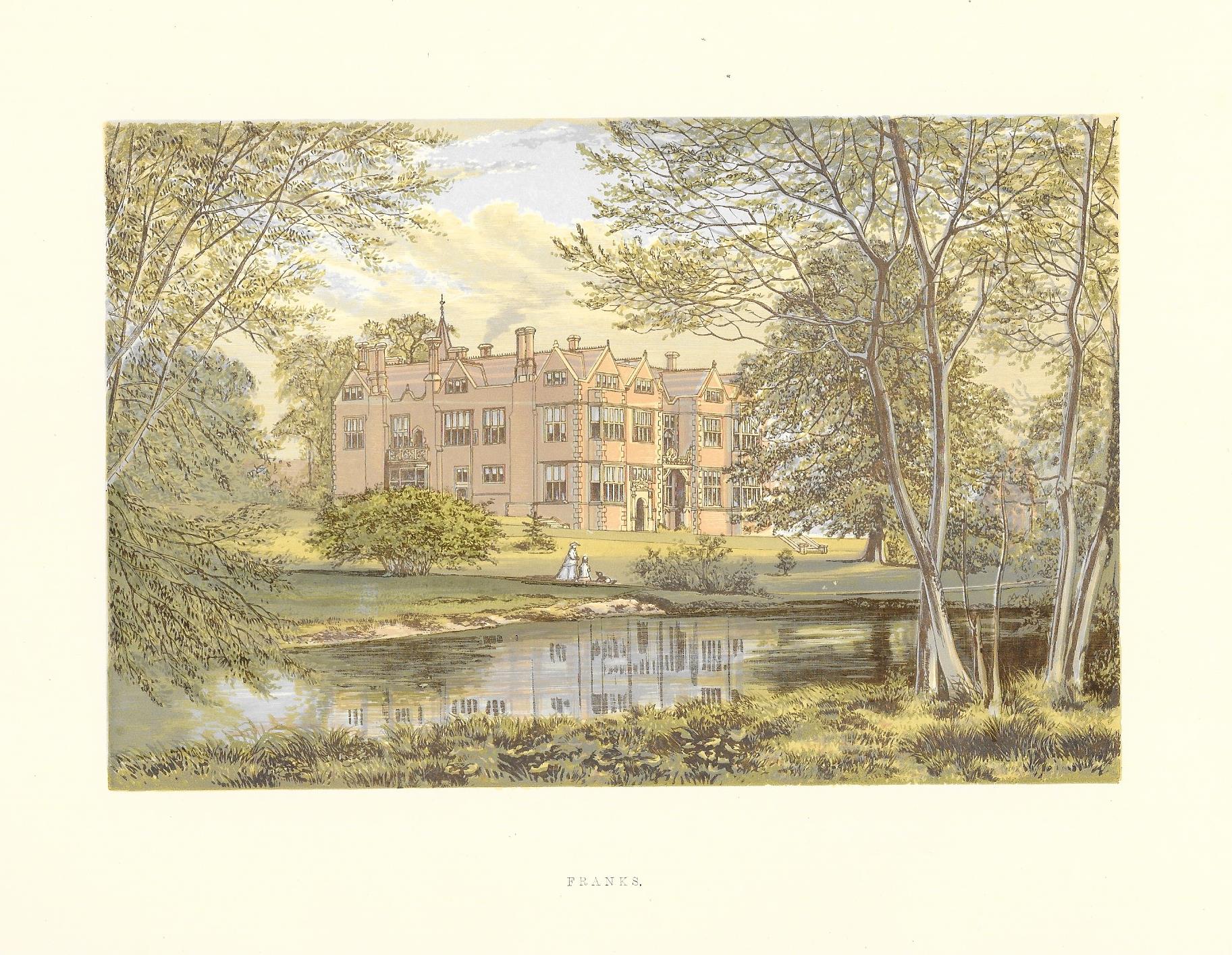 Franks Hall Kent guaranteed original antique print 1880 – Maps and ...