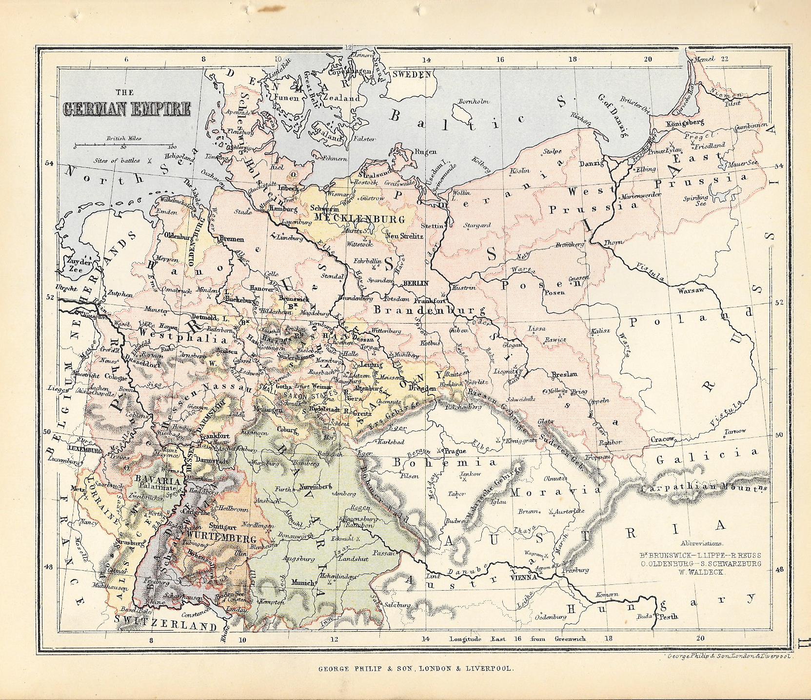 German Empire antique map 1882 – Maps and Antique Prints