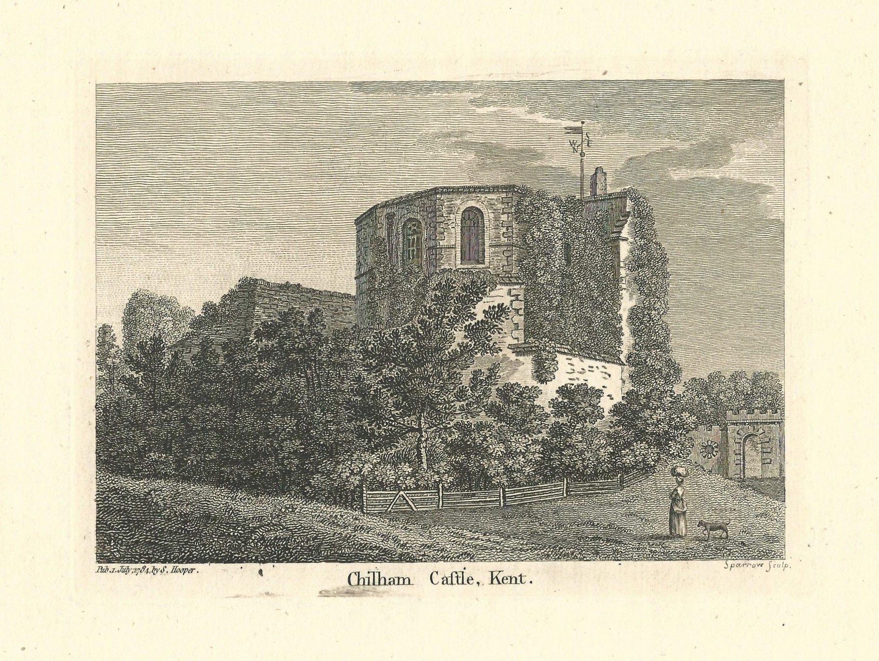 Chilham Castle Kent antique print published 1784 – Maps and Antique Prints