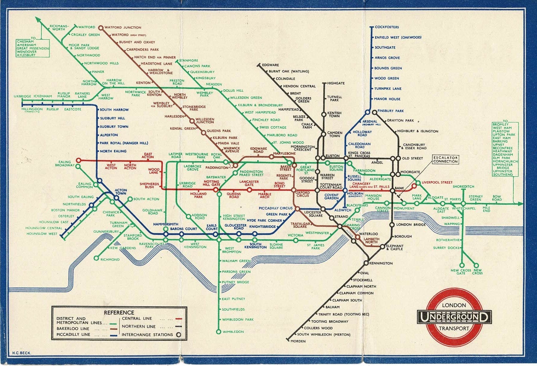 London Underground vintage map by Harry Beck 1938 – Maps and Antique Prints
