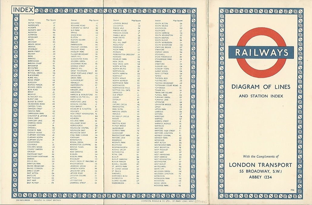 Harry Beck original vintage underground railway map 1956 – Maps and ...