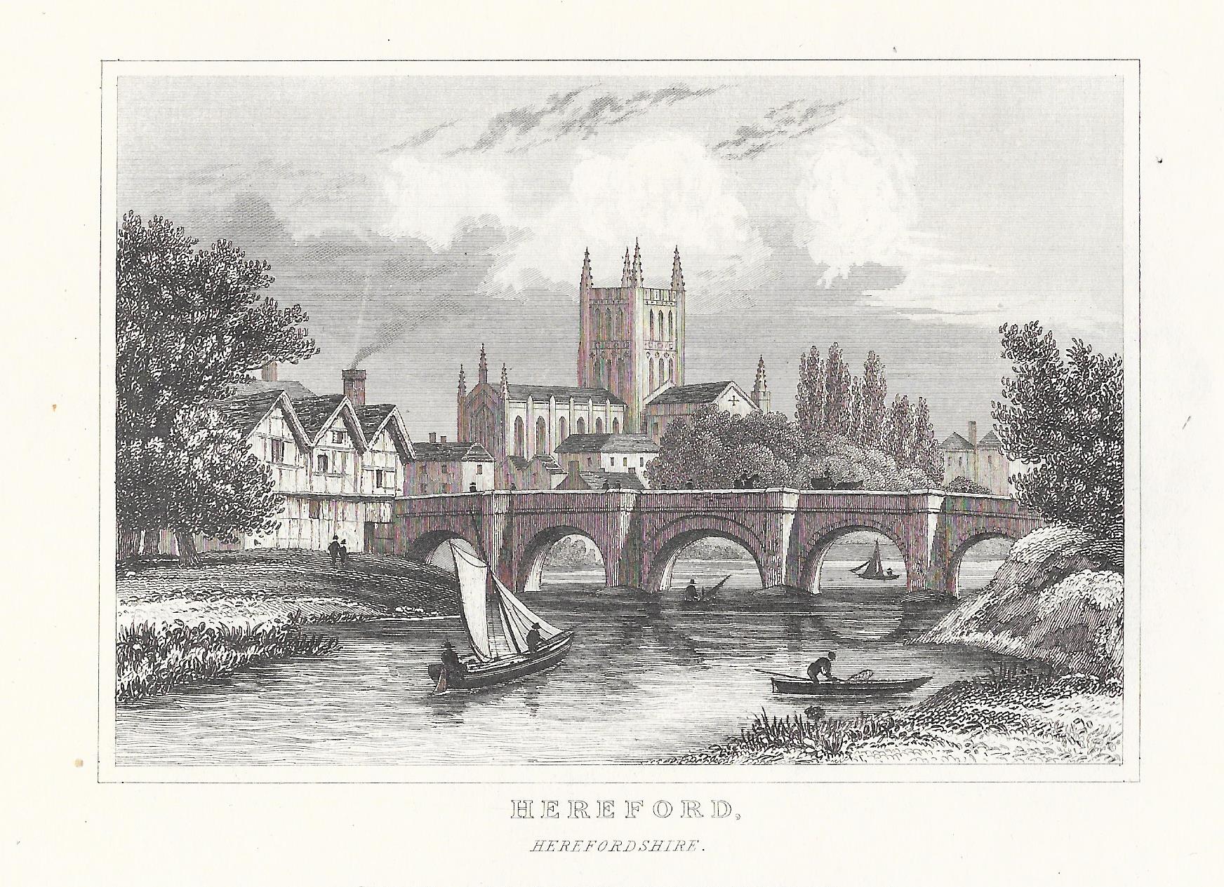 Hereford on the River Wye antique print 1845 – Maps and Antique Prints