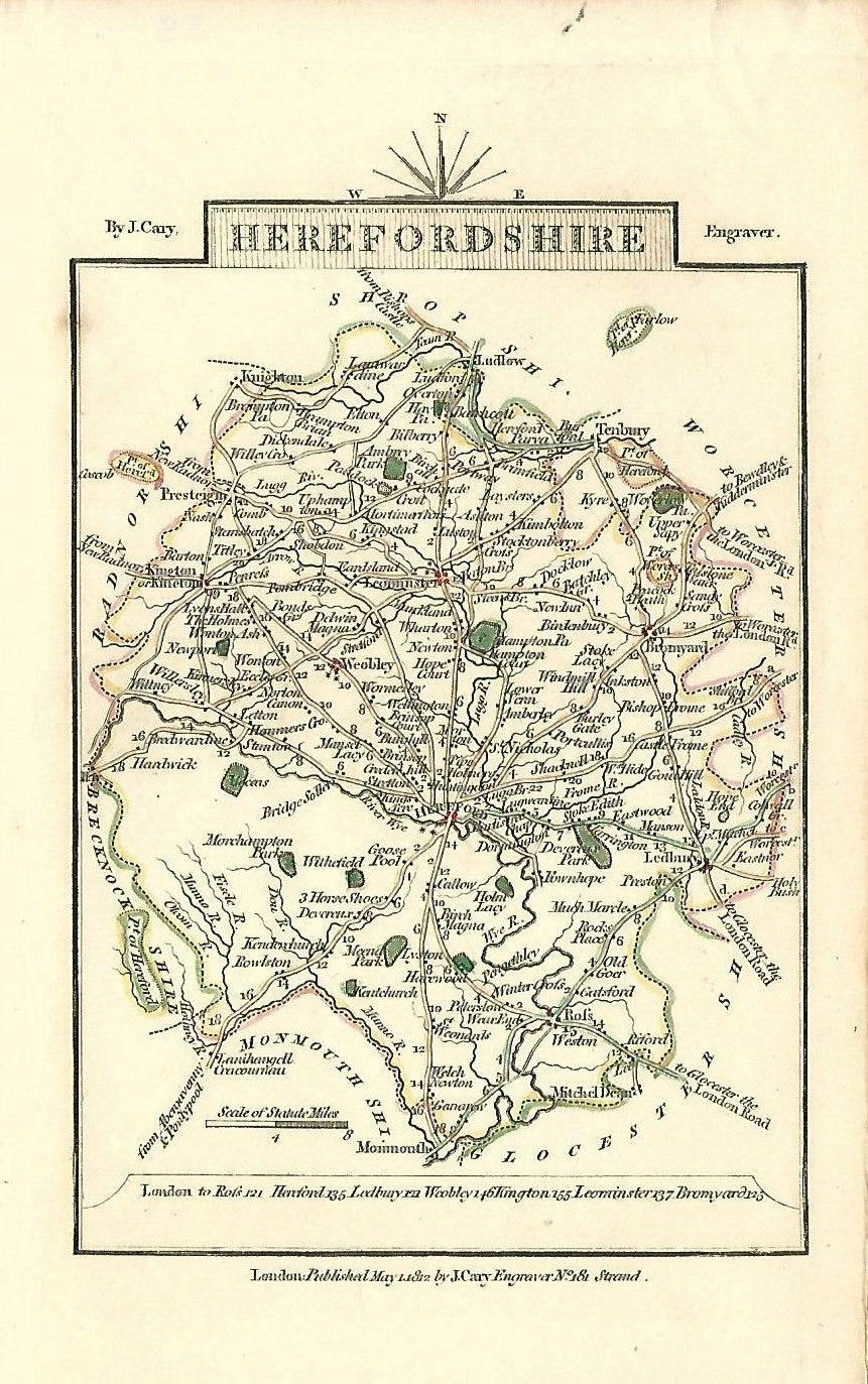 Hereford antique map (Herefordshire) published 1812 – Maps and Antique ...