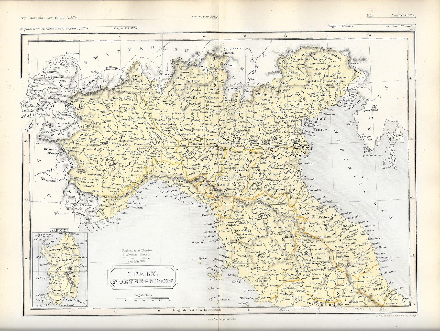 Italy Sardinia antique map 1871 – Maps and Antique Prints