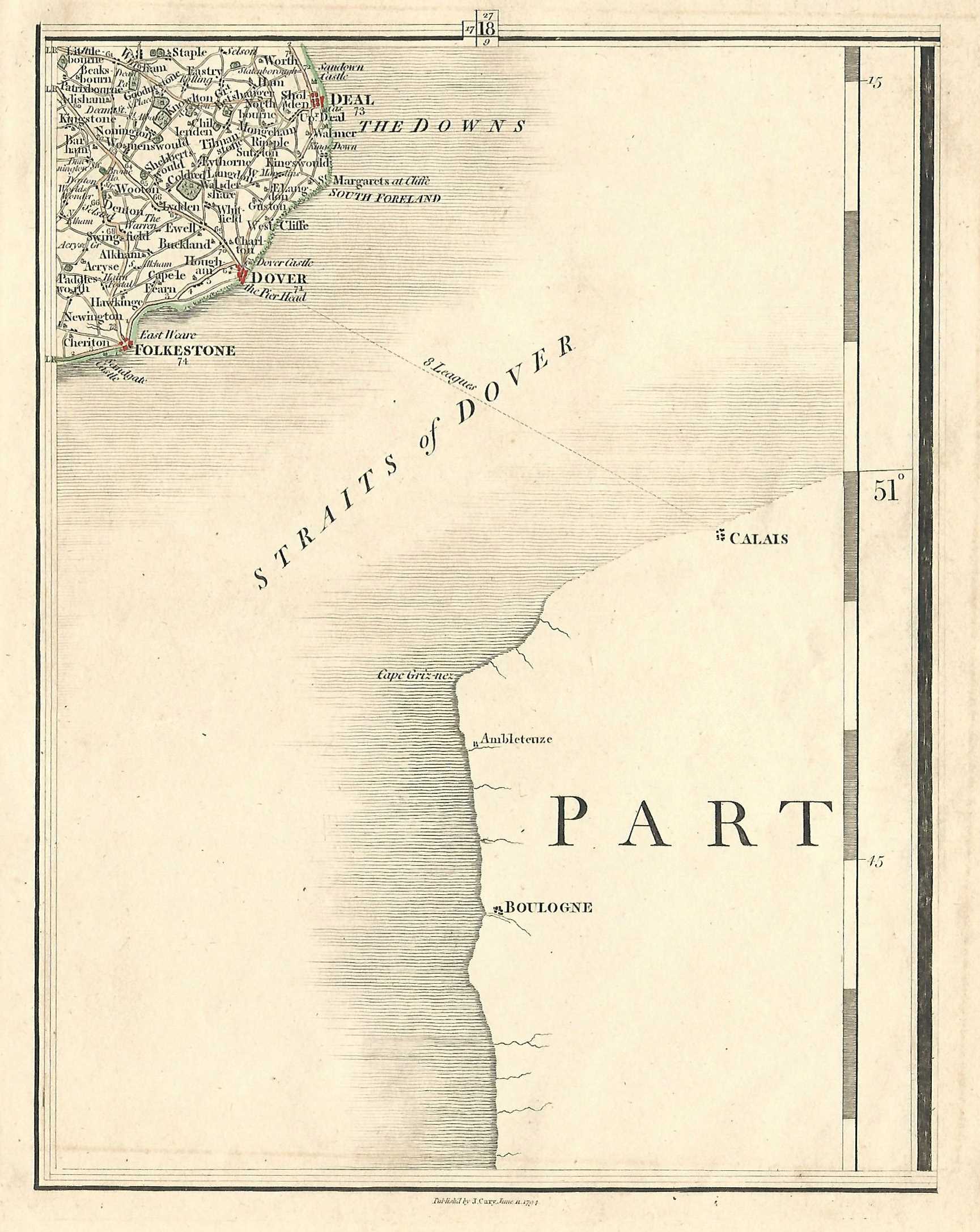 Dover Folkestone Deal Kent Georgian antique map published 1794 – Maps ...