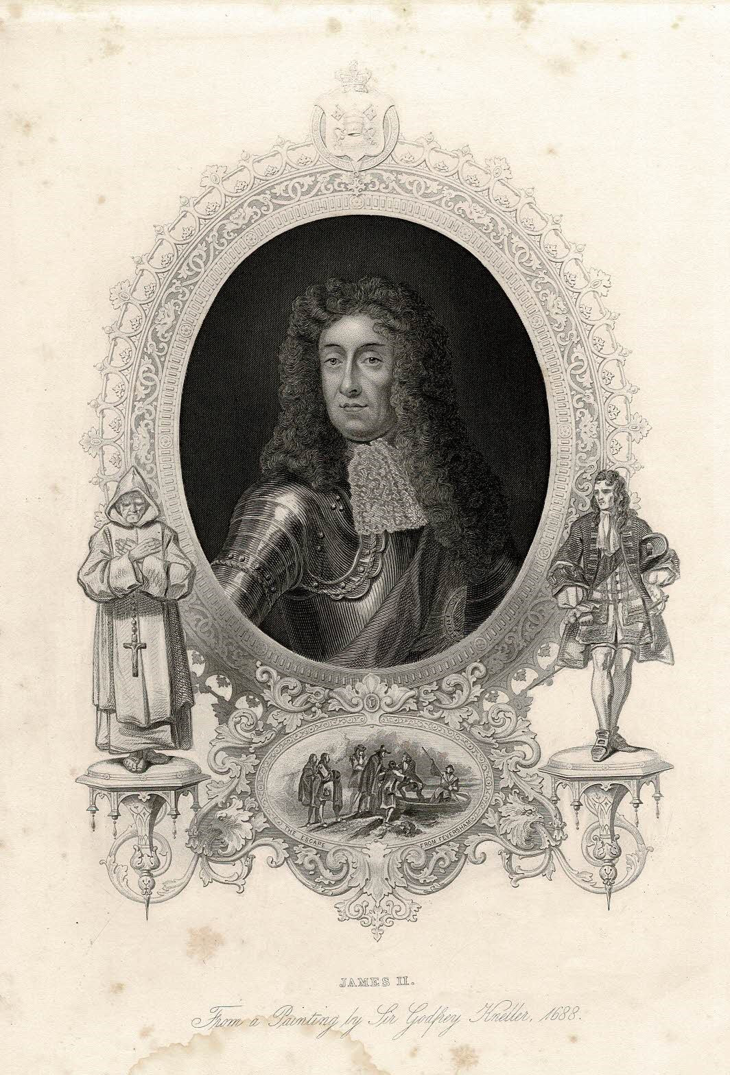 King James II portrait antique print published 1868 – Maps and Antique ...