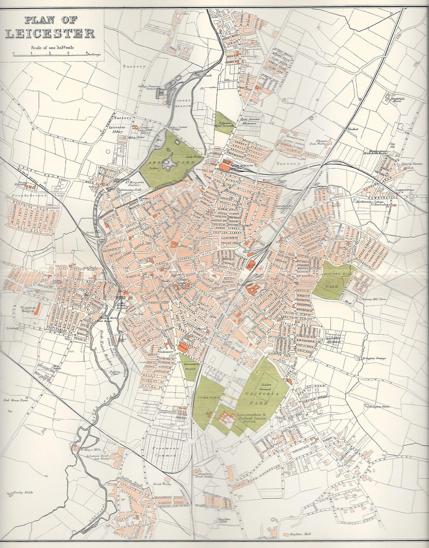 Leicester antique town map 1895 – Maps and Antique Prints