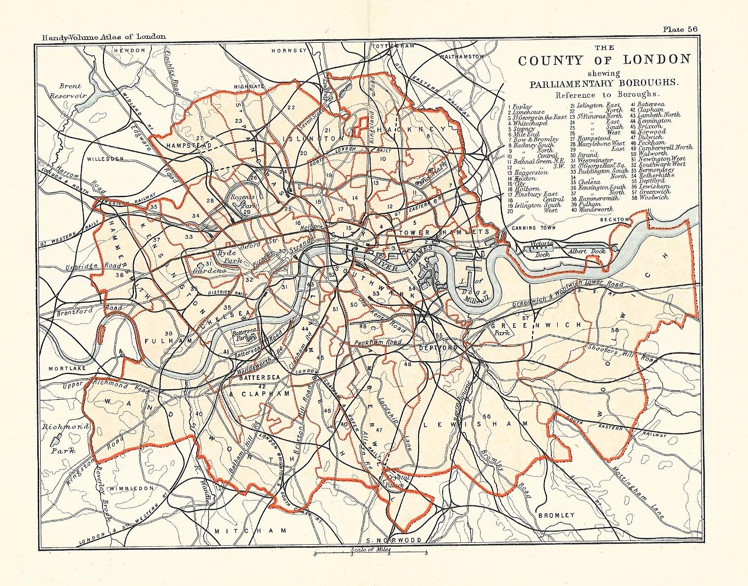 London Parliamentary Boroughs antique map 1902 – Maps and Antique Prints