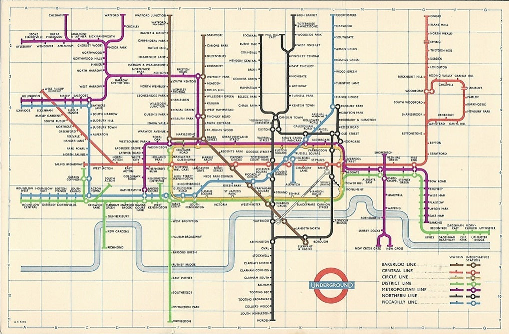 London Underground Harry Beck Diagram of Lines 1958 – Maps and Antique ...