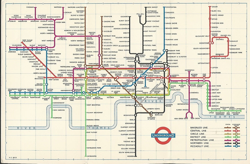 London Underground map by Harry Beck 1960 – Maps and Antique Prints