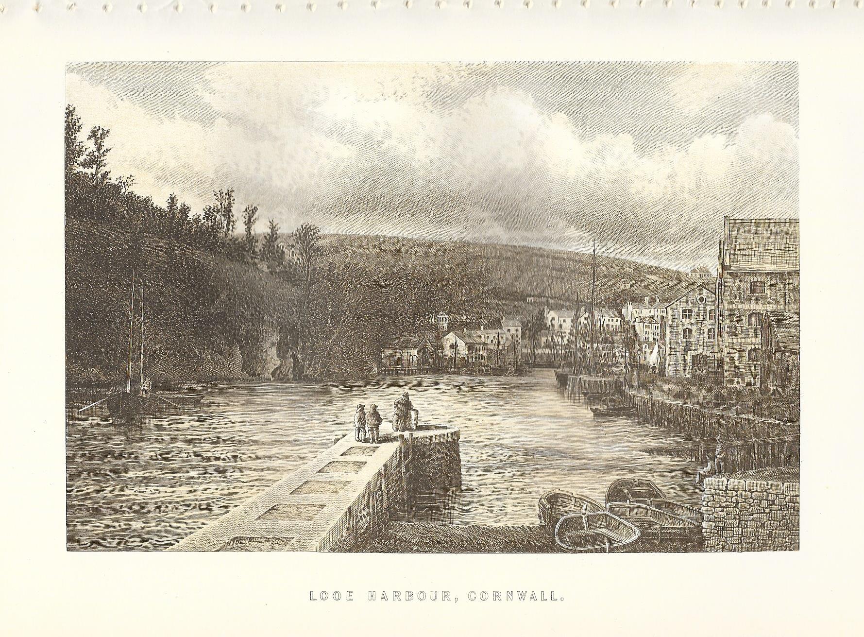 Looe Harbour Cornwall antique print – Maps and Antique Prints