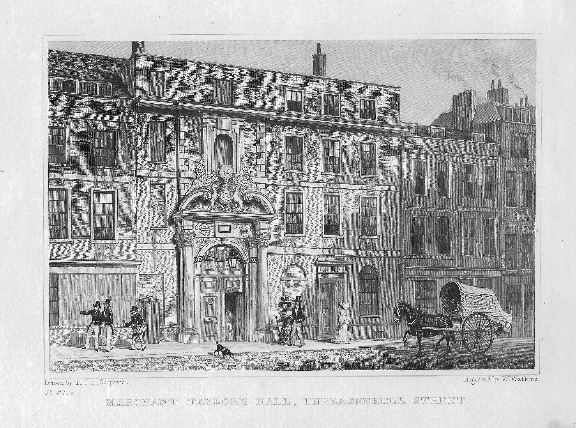 Merchant Taylors Hall Threadneedle Street antique print 1830 – Maps and ...