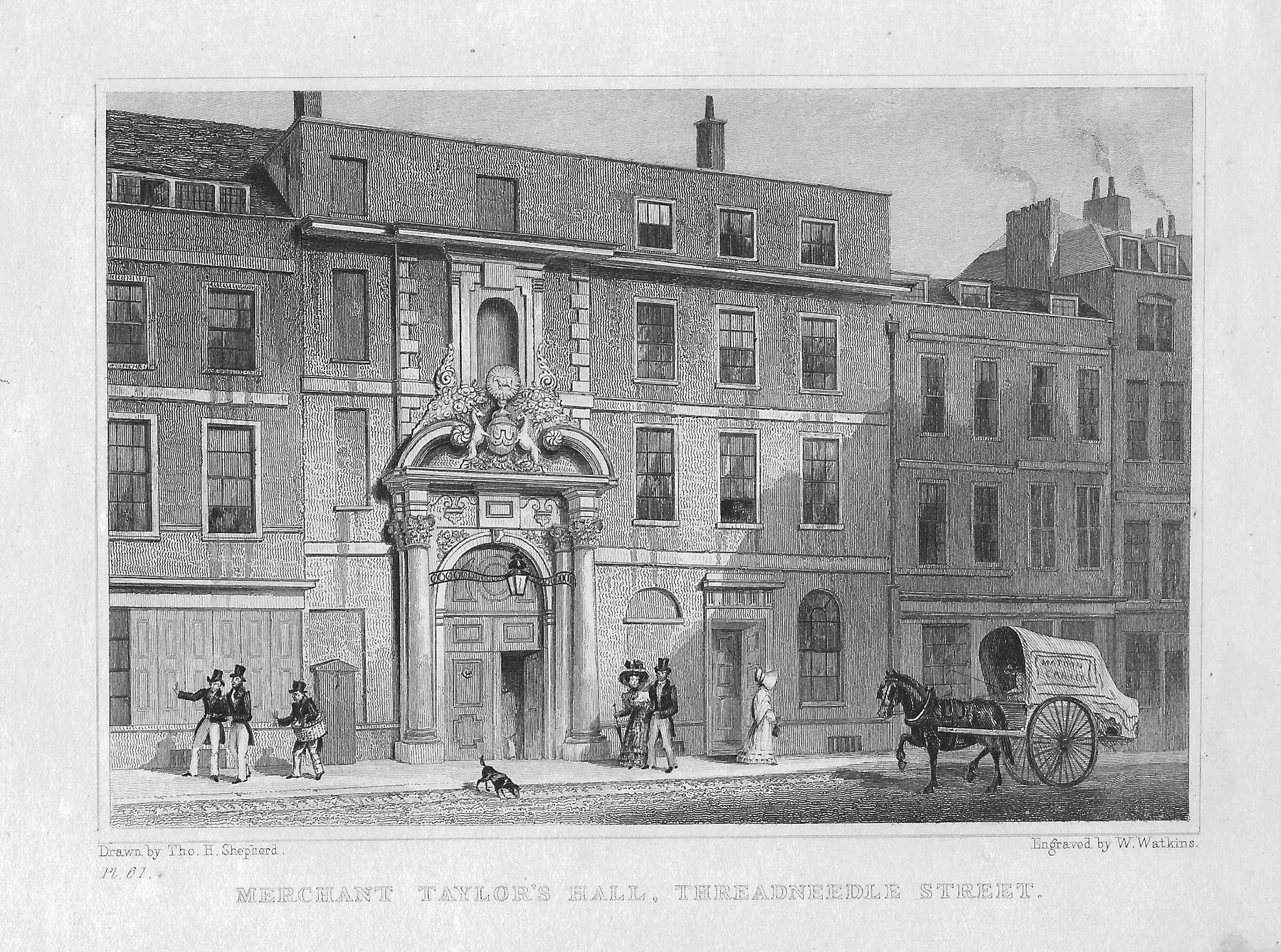 Merchant Taylors Hall Threadneedle Street antique print 1830 – Maps and ...