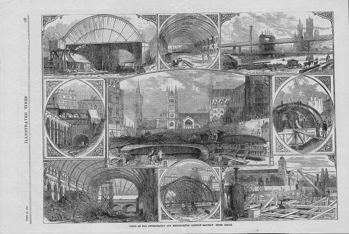 Metropolitan Railway Circle Line views in 1867 – Maps and Antique Prints