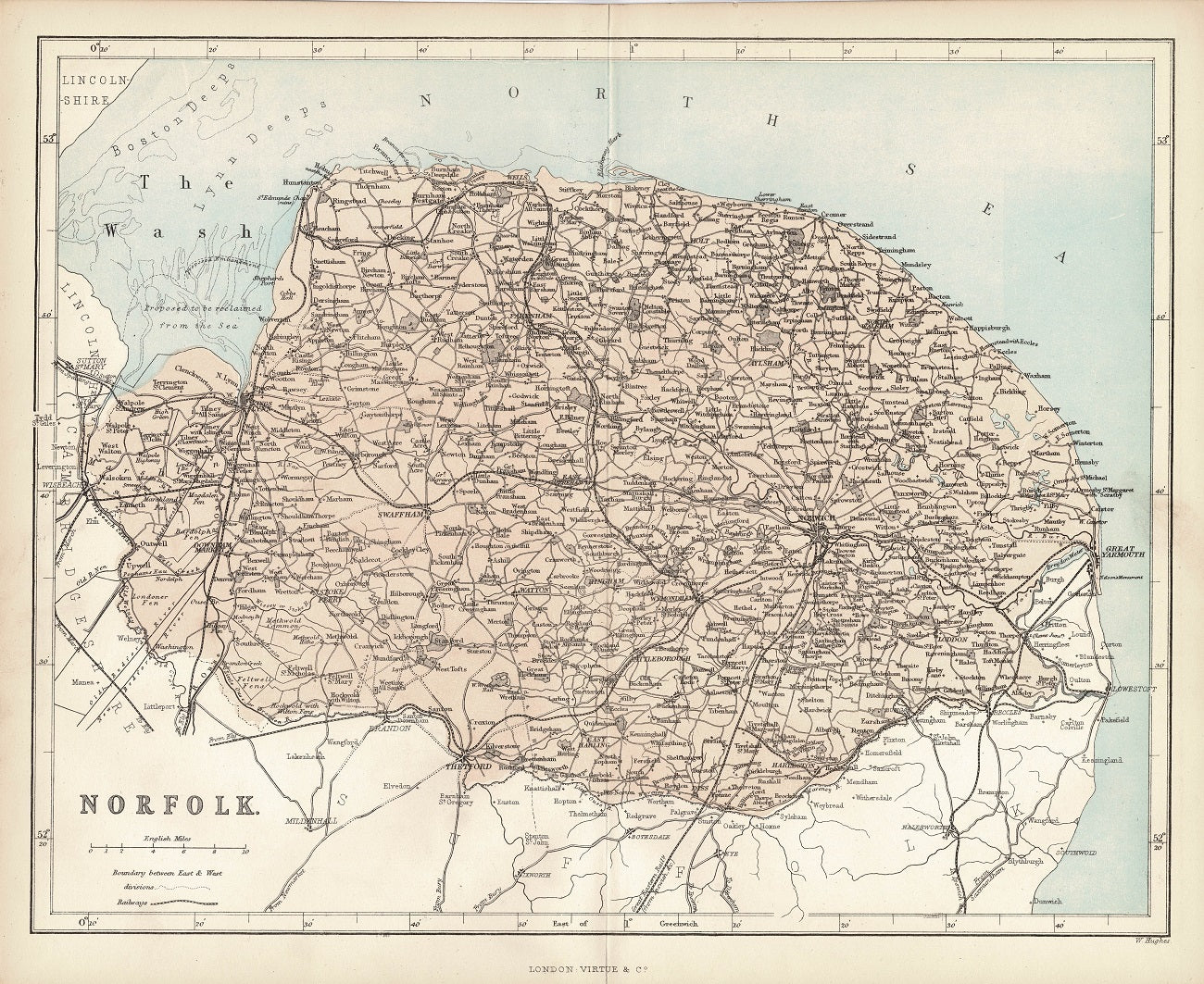 Norfolk antique map published in 1872 – Maps and Antique Prints