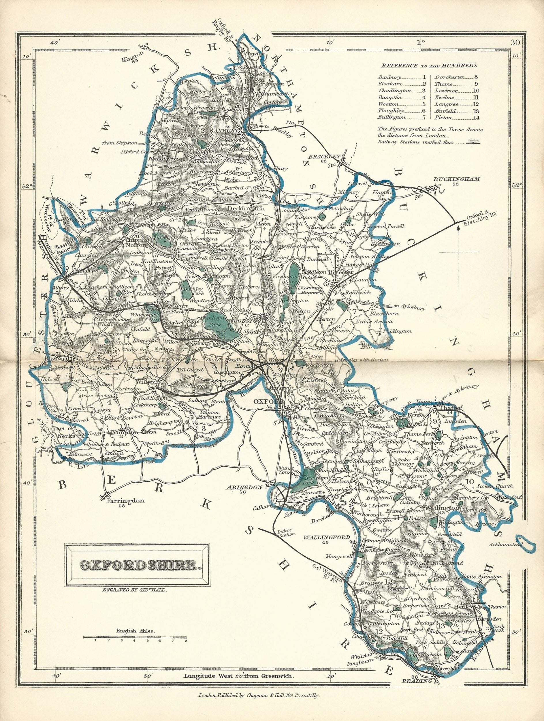 Oxfordshire antique map from English Counties c1860 – Maps and Antique ...
