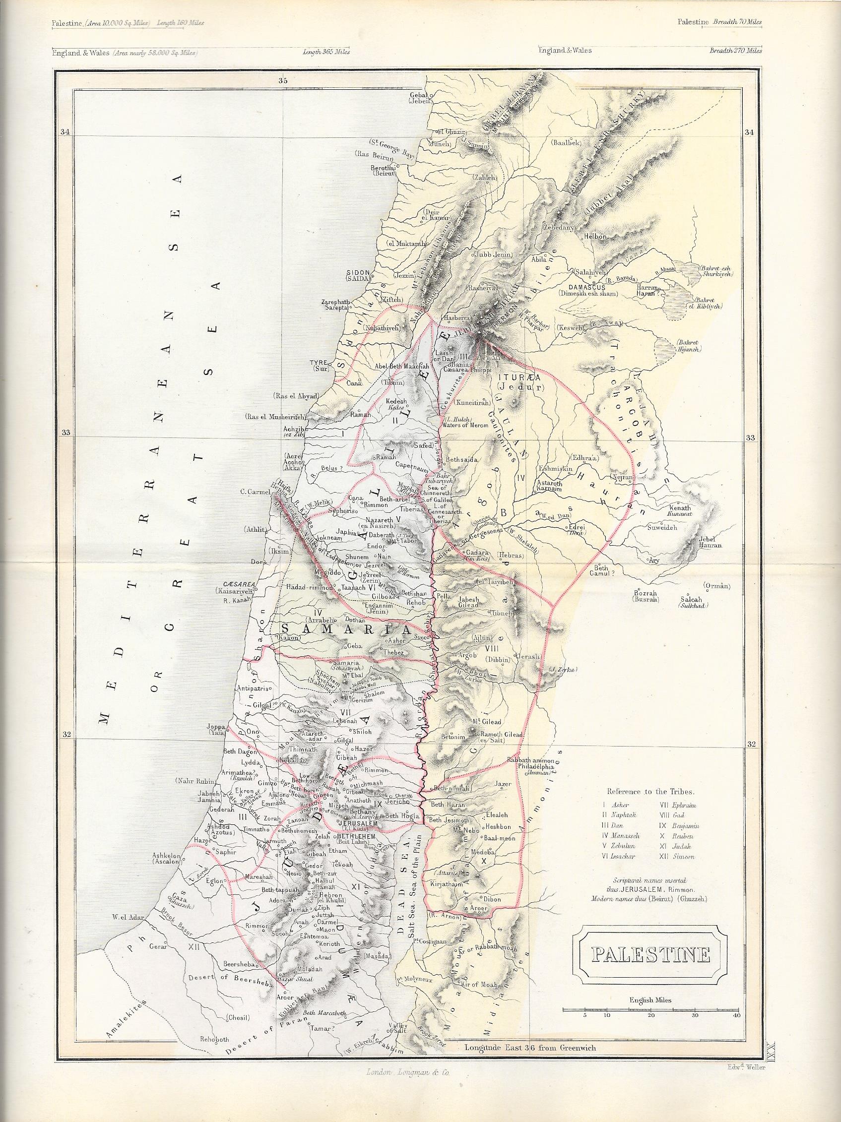 Palestine Israel antique map 1871 – Maps and Antique Prints