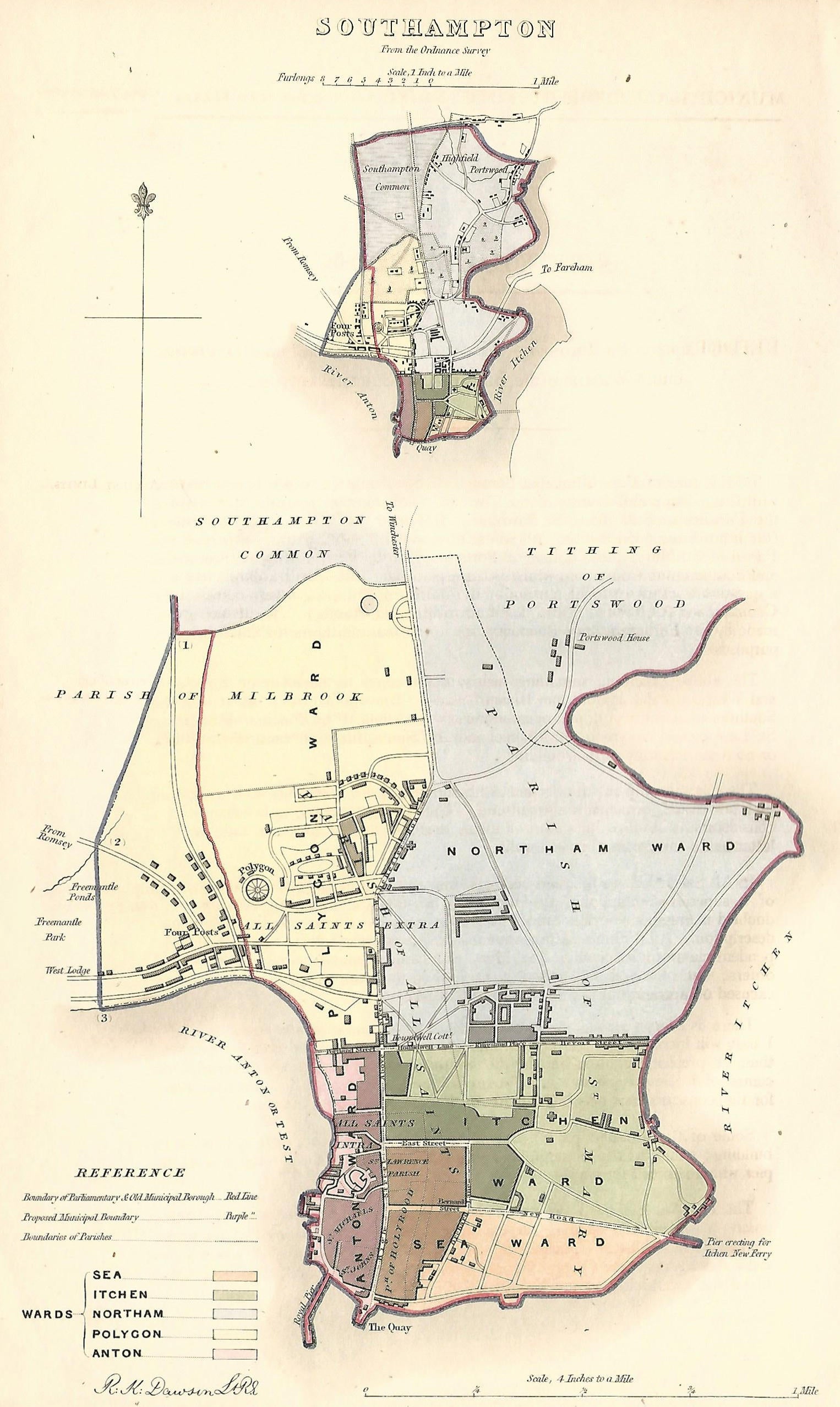 Southampton Hampshire antique map published 1837 – Maps and Antique Prints