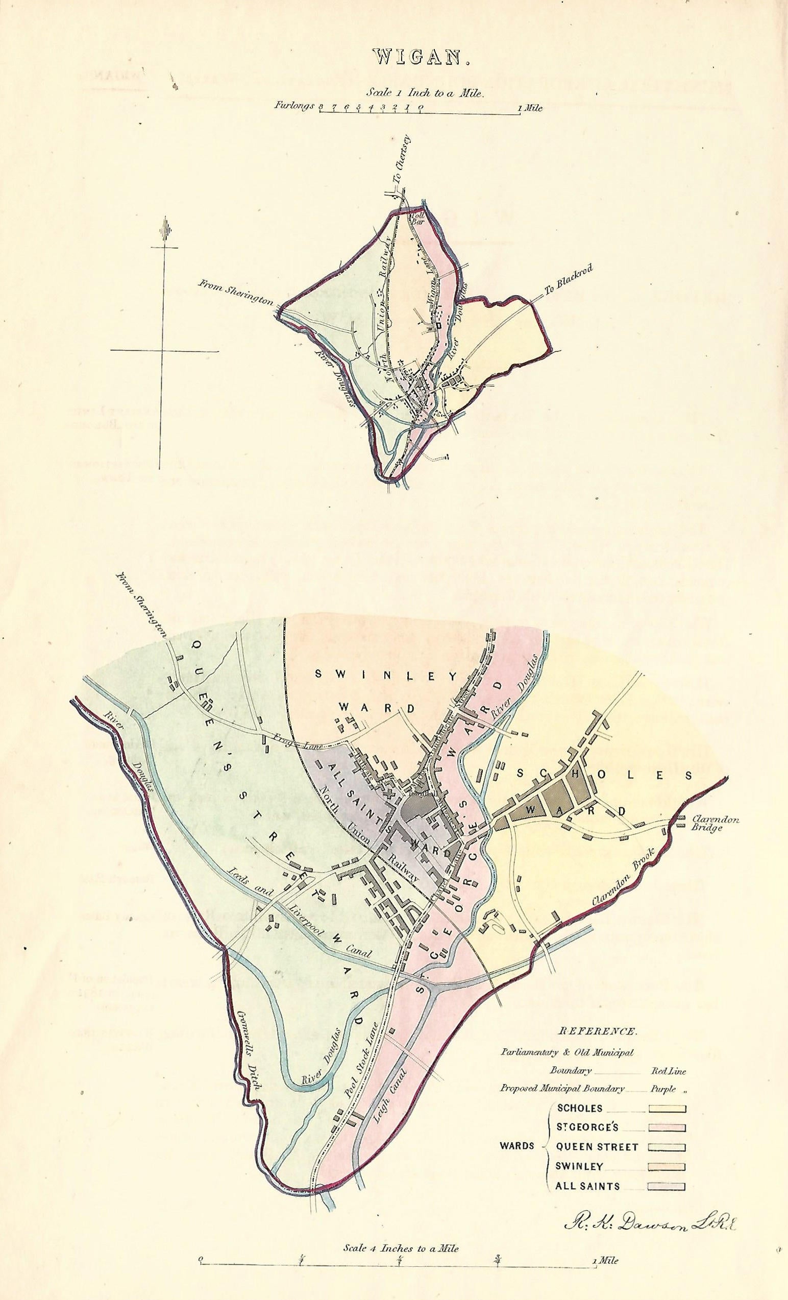 Wigan Lancashire antique map Boundary Commission 1837 – Maps and ...