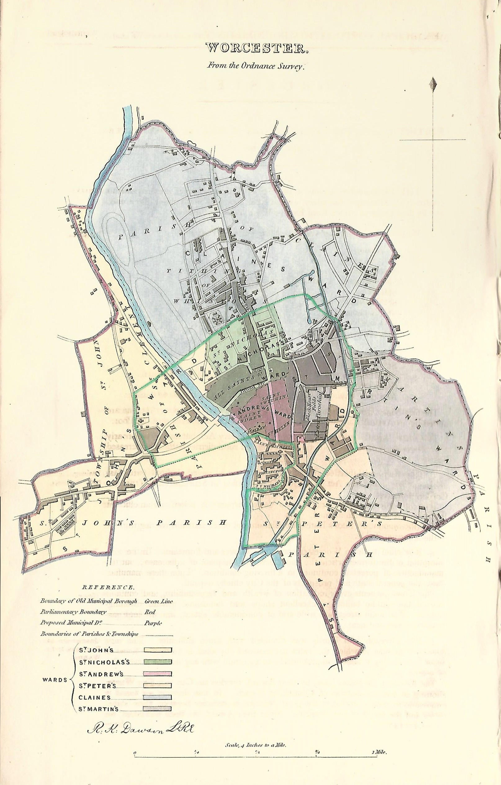Worcester antique map Boundary Commission Report 1837 – Maps and ...