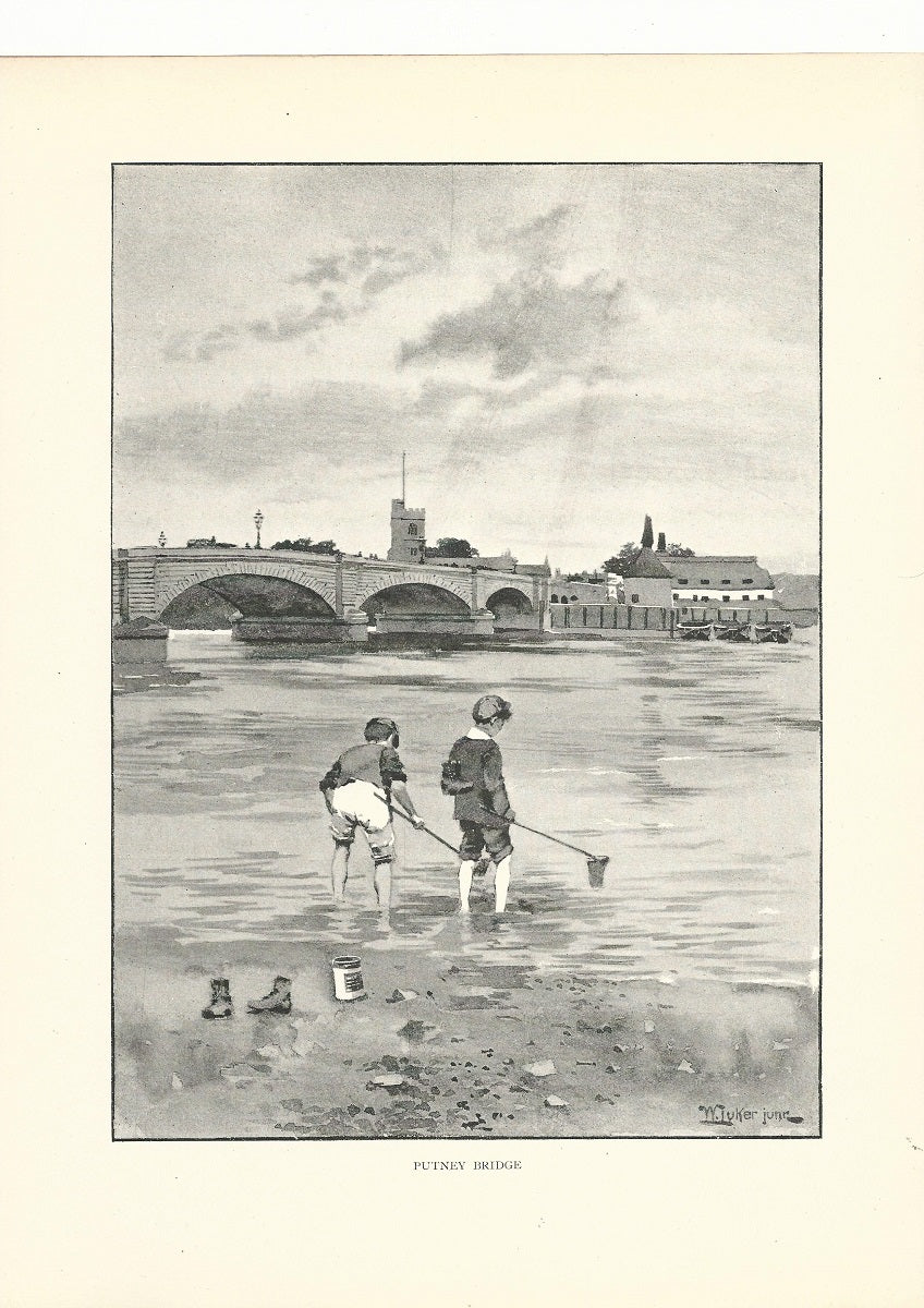 Putney Bridge antique print published 1893 – Maps and Antique Prints