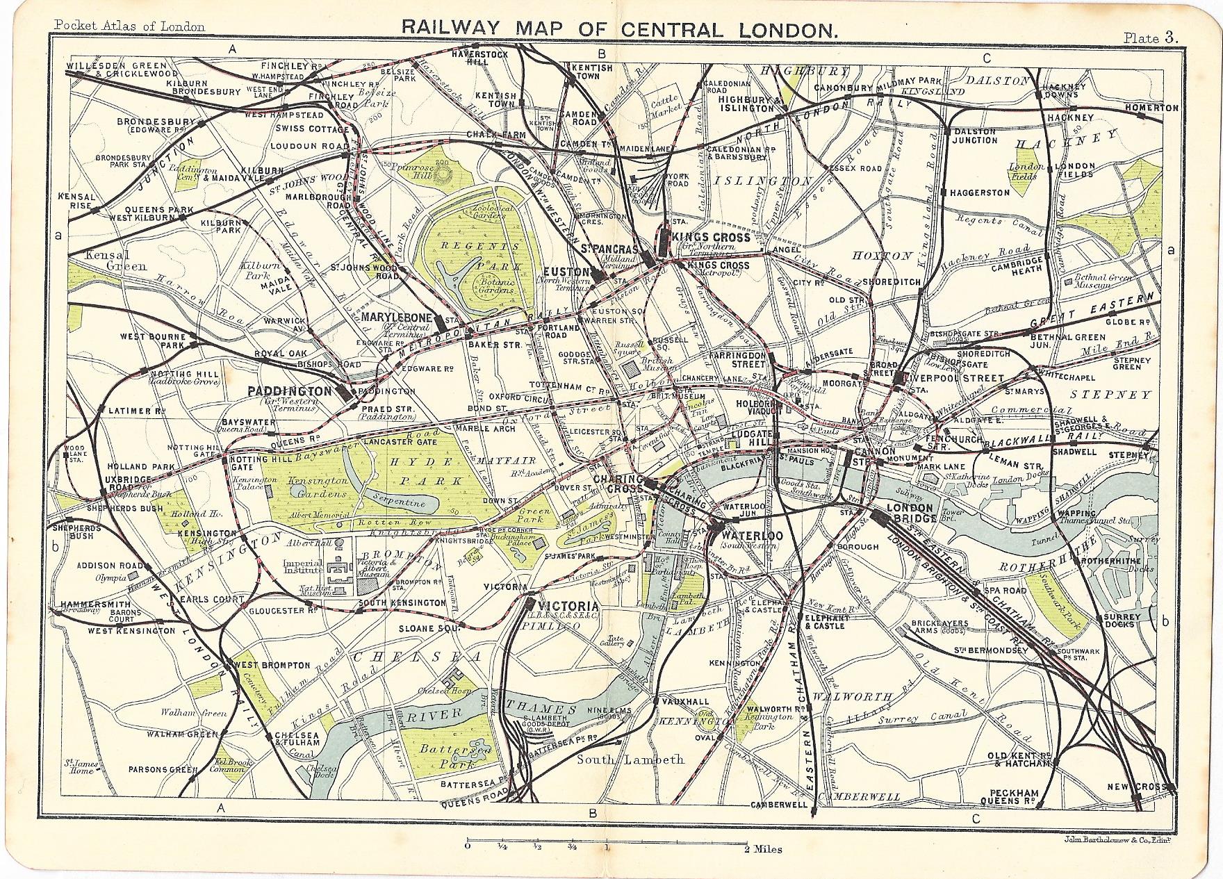 Railway map of Central London published 1917 – Maps and Antique Prints