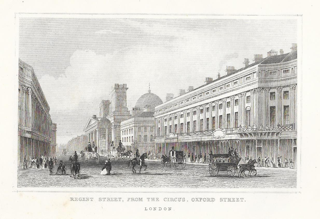 Regent Street from Oxford Circus antique print 1845 – Maps and Antique ...