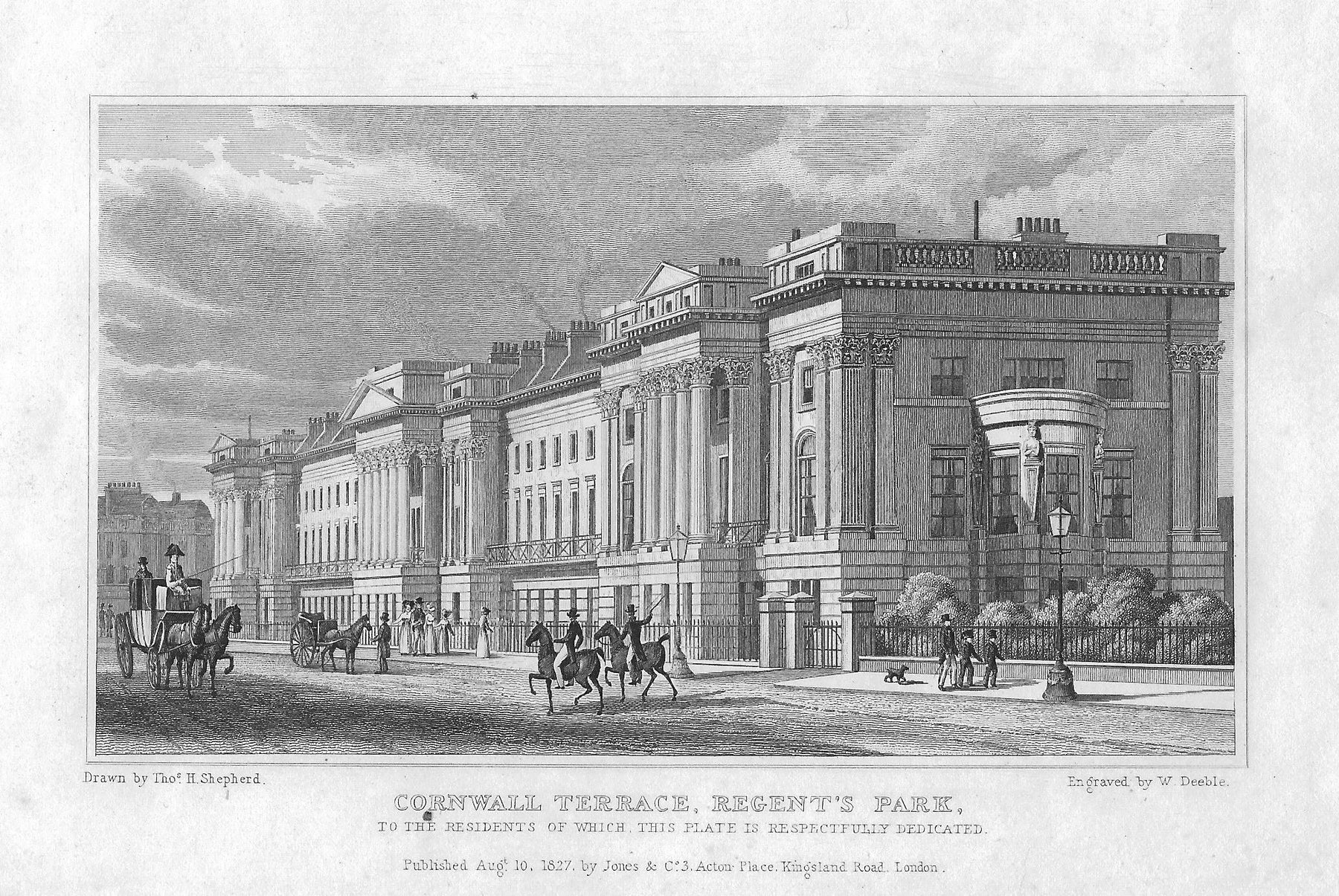 Cornwall Terrace Regent's Park antique print 1830 – Maps and Antique Prints