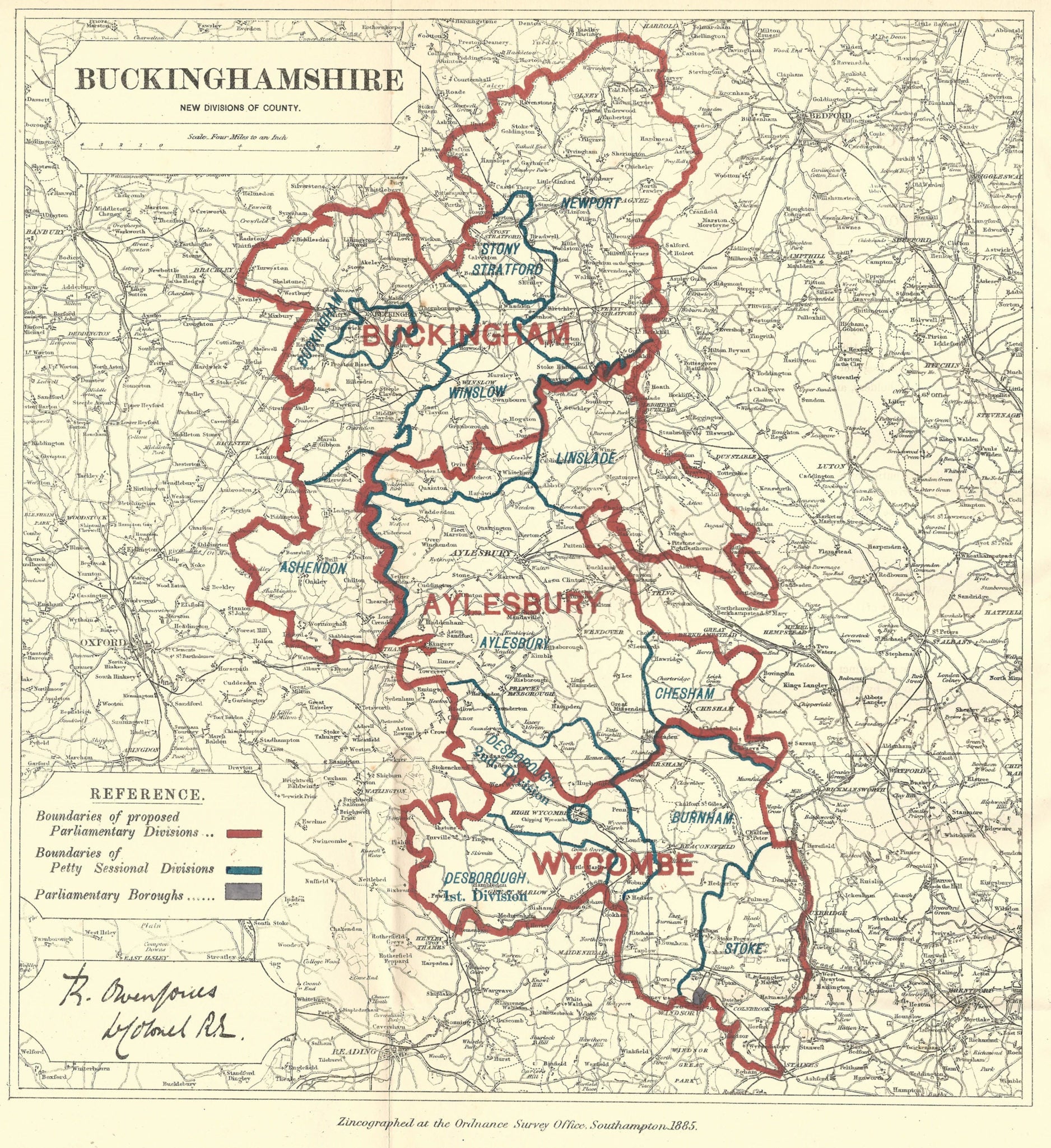 Buckinghamshire antique map 1885 – Maps and Antique Prints