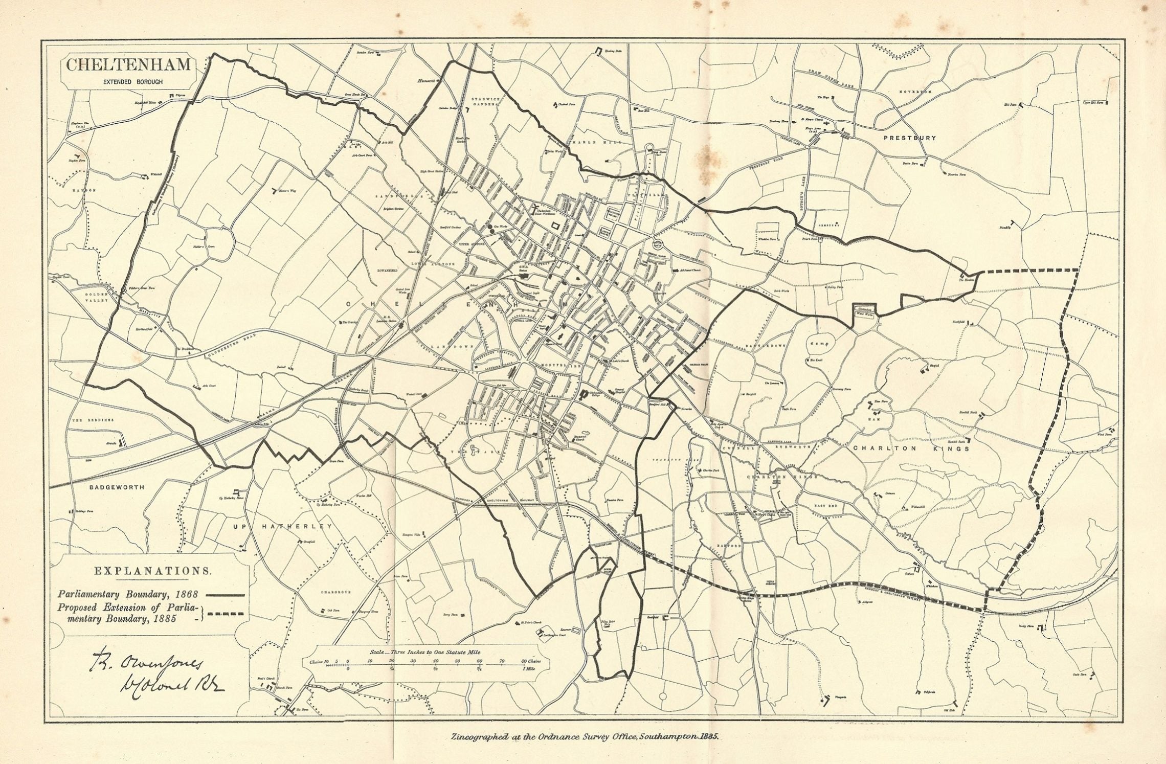 Cheltenham Gloucestershire Boundary Commission antique map 1885 – Maps ...